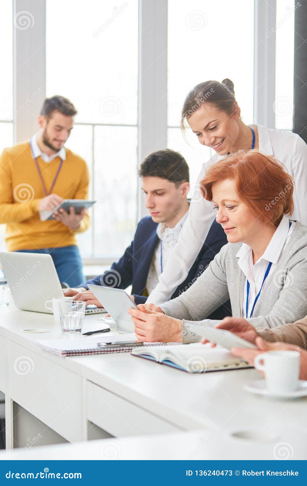 Business Team in Computer Workshop Stock Image - Image of businesswoman ...