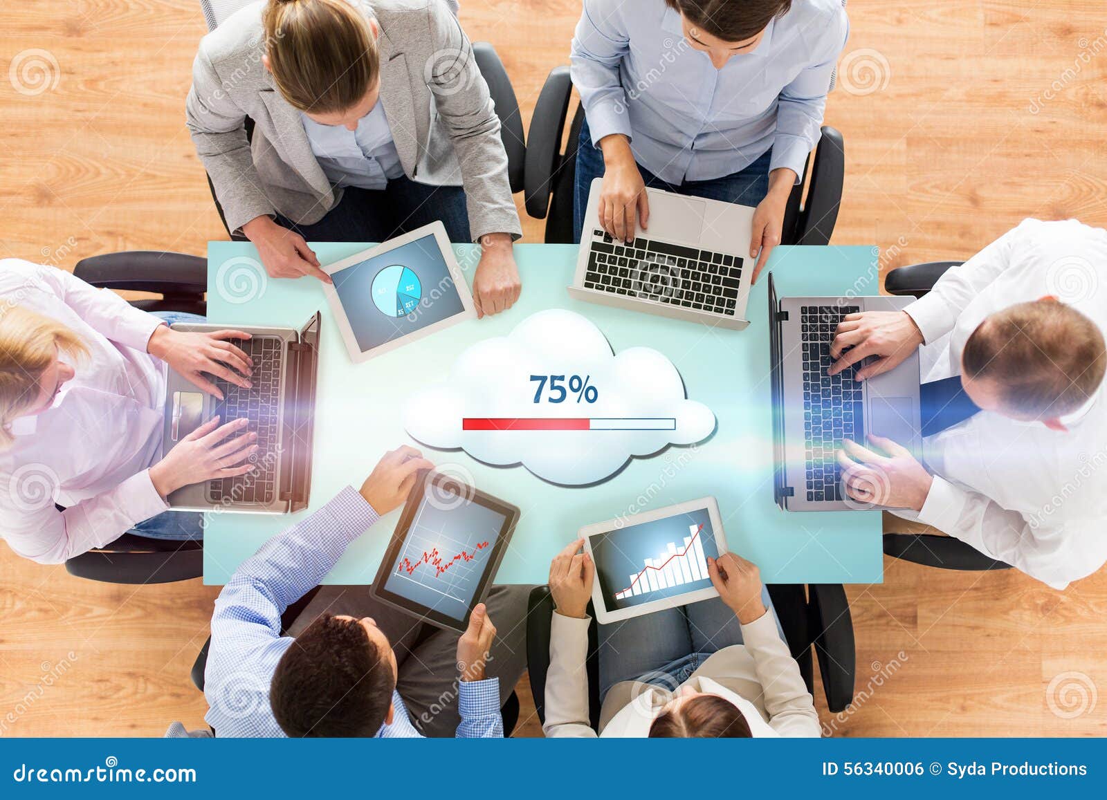Business Team with Computers Cloud Computing Stock Photo - Image of ...