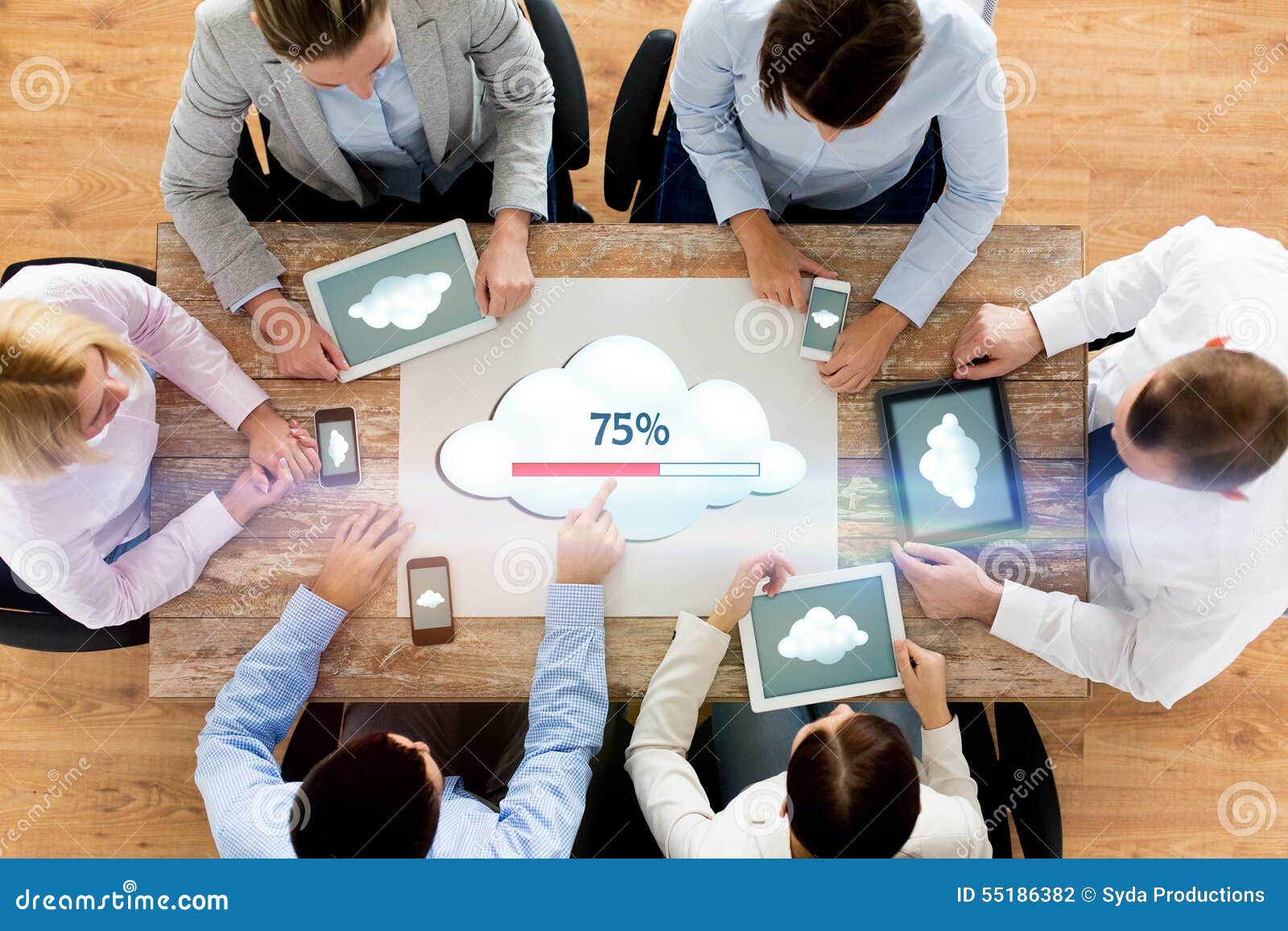Business Team with Computers Cloud Computing Stock Photo - Image of ...