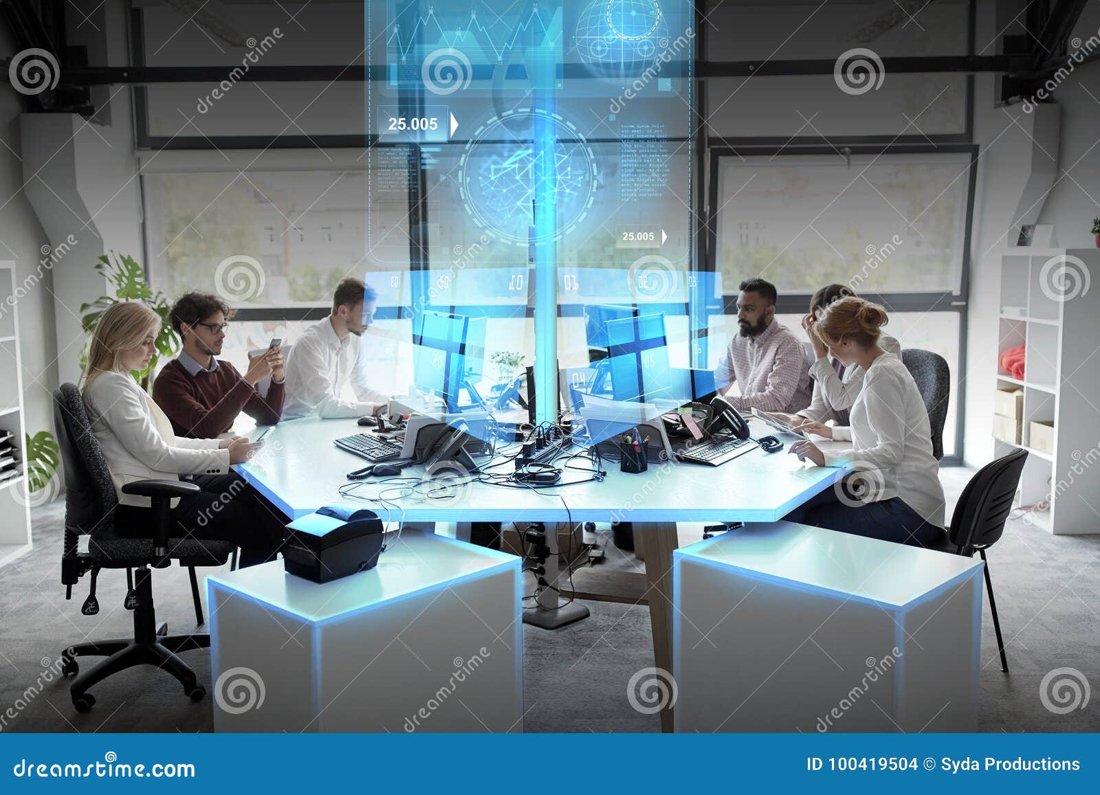 Business Team with Computers Working at Office Stock Photo - Image of ...