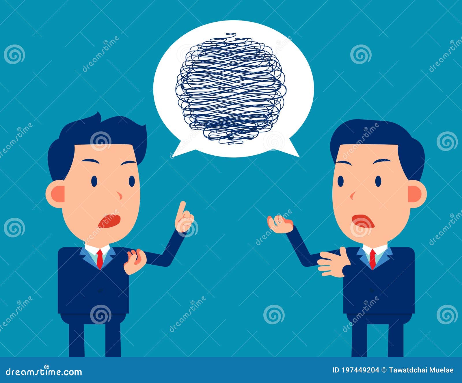 Business Team Confusing Communication. Brainstorming in Colleagues ...