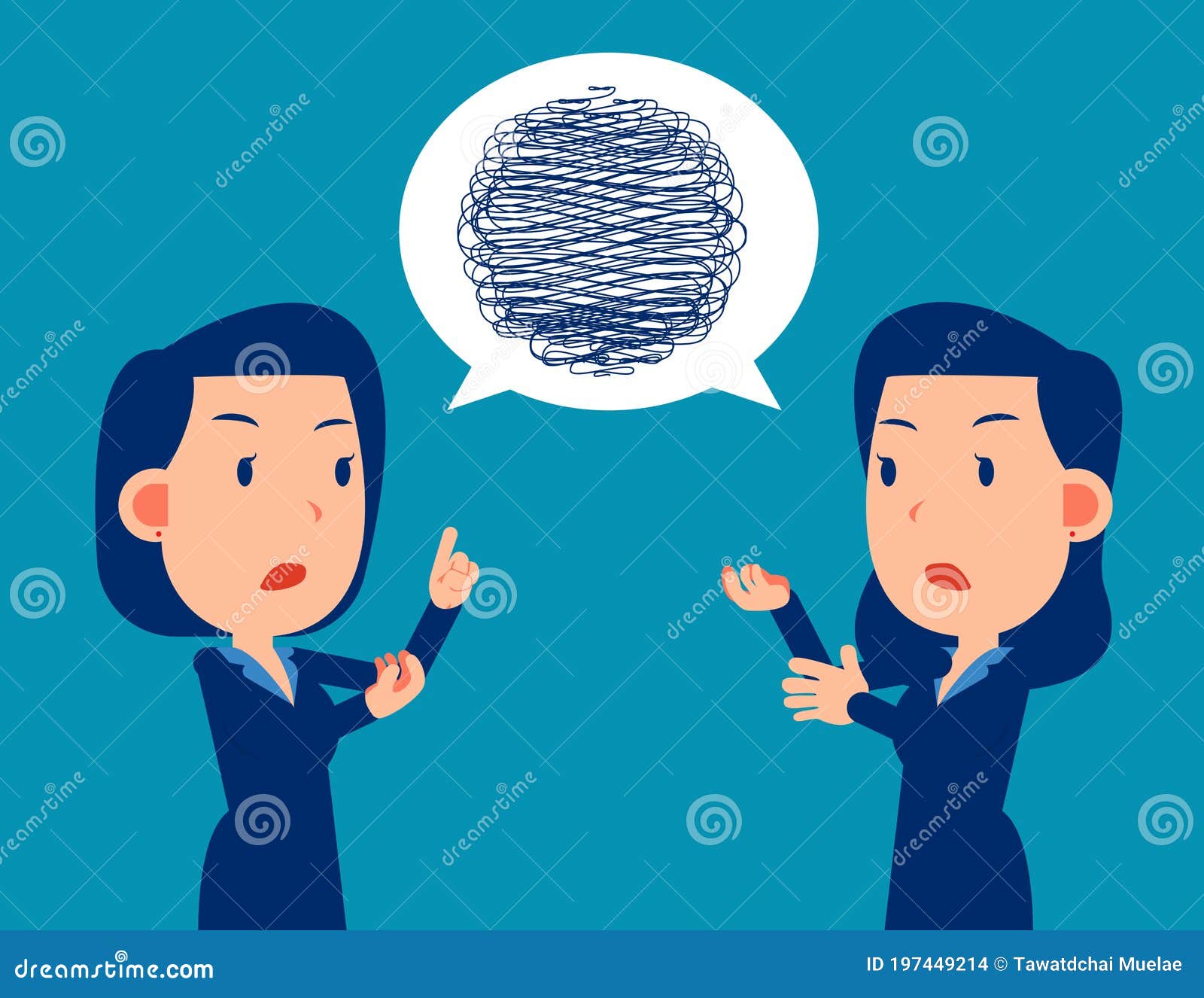 Business Team Confusing Communication. Brainstorming in Colleagues ...