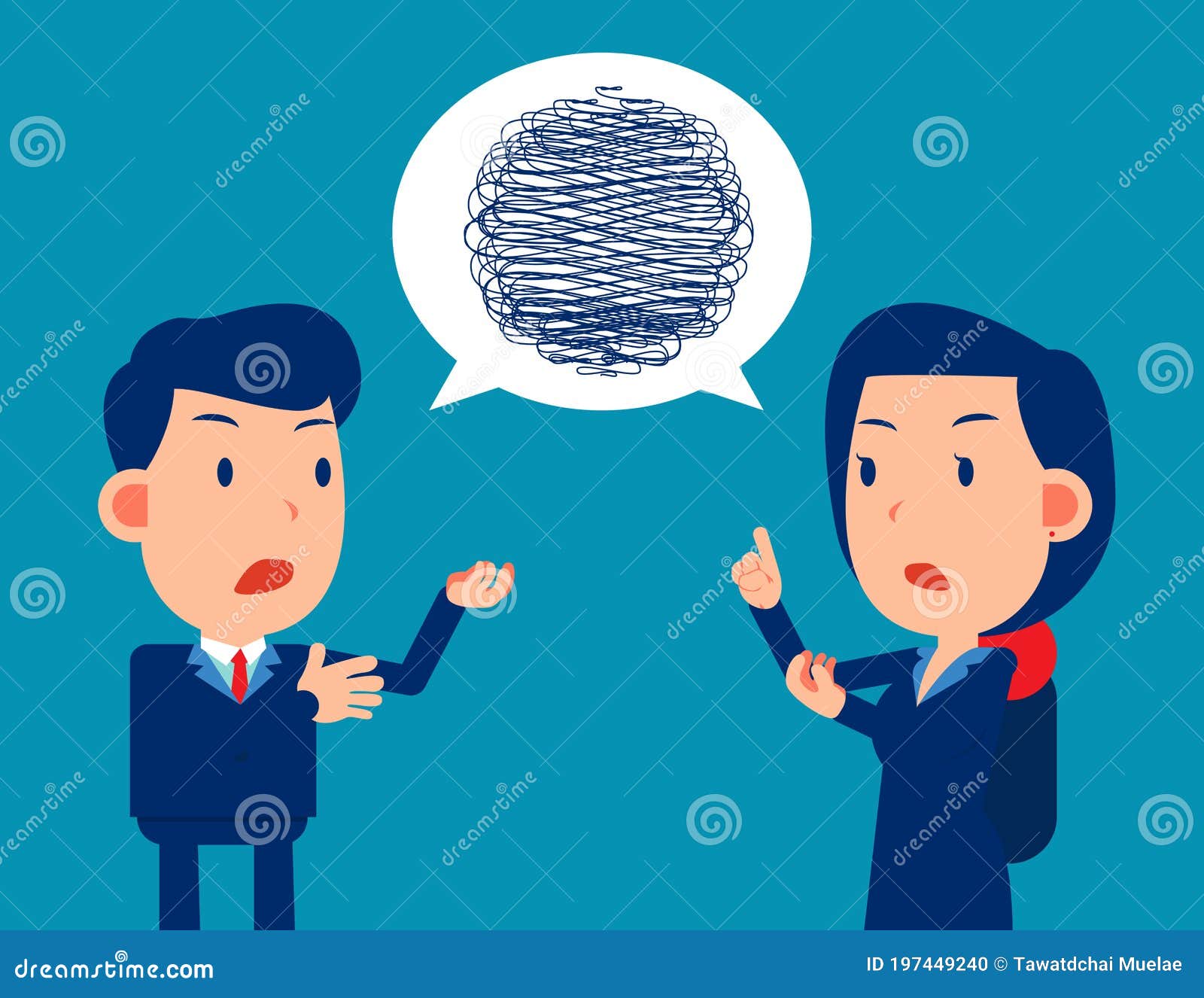 Business Team Confusing Communication. Brainstorming in Colleagues ...