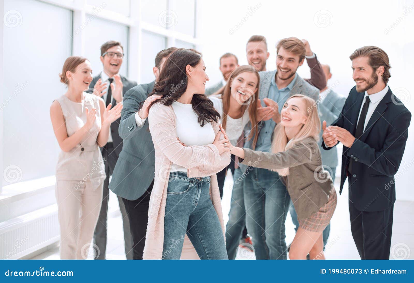 Business Team Congratulating Their Leader. Success Concept Stock Image ...