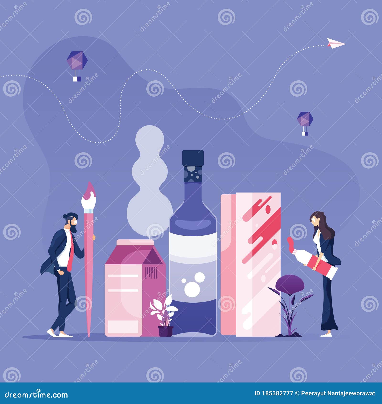 Business Team Creating Packaging-Packaging Design Concept Stock Vector ...