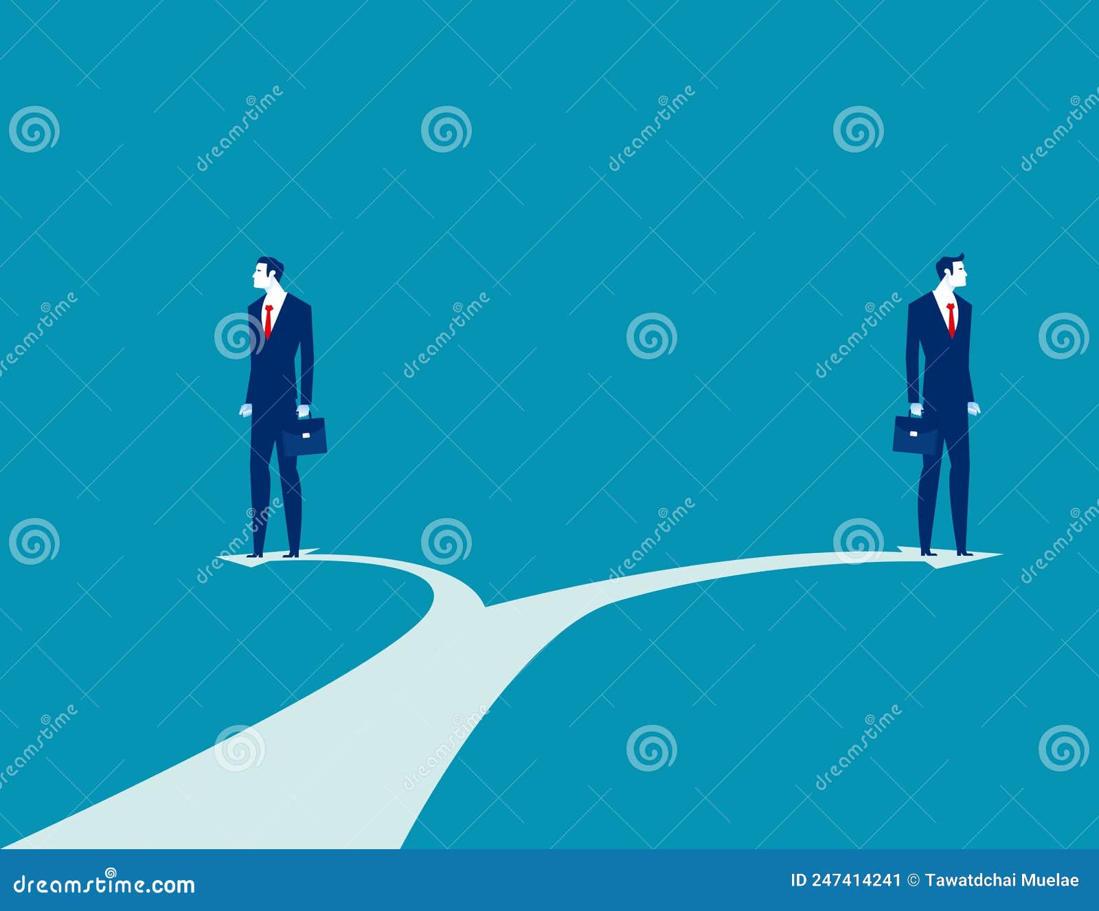 Business Team with Crossroads Path. Business Direction Vector ...