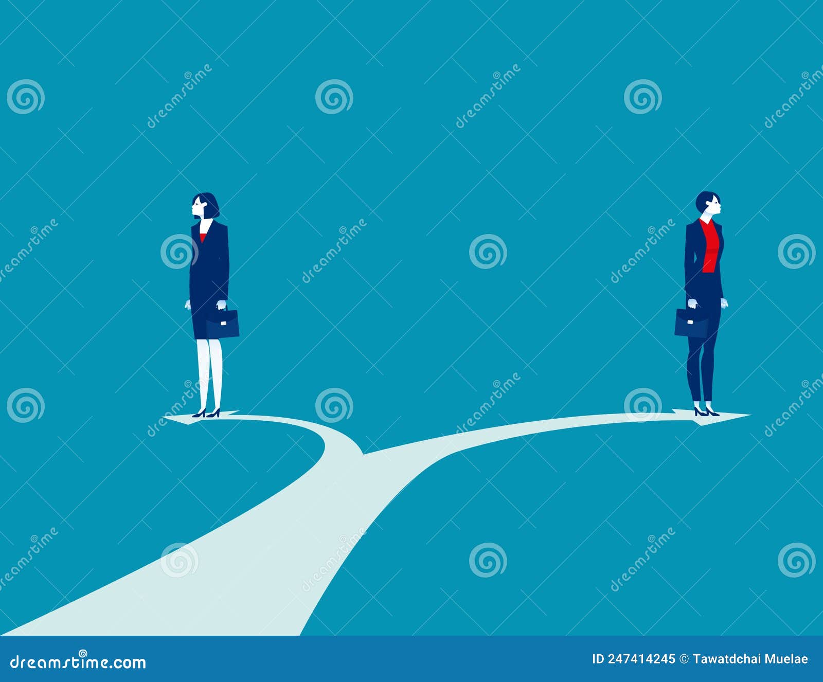 Business Team with Crossroads Path. Business Direction Vector ...
