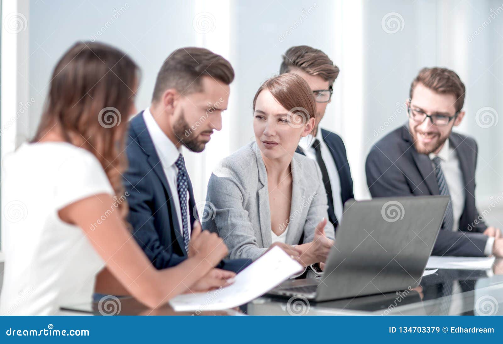 Business Team Discussing Current Information. Stock Image - Image of ...