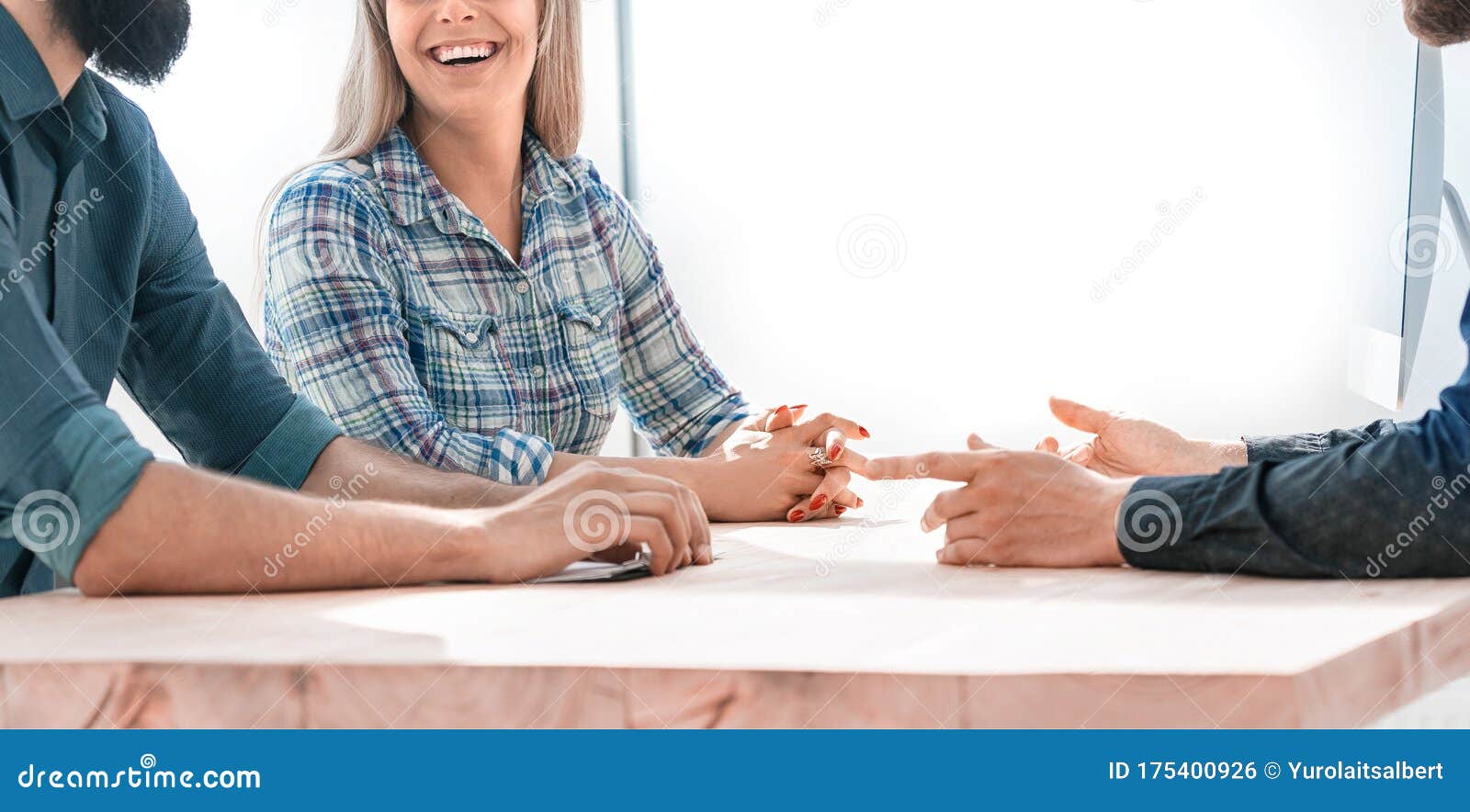 Business Team Discussing Current Tasks at the Desktop. Stock Photo ...