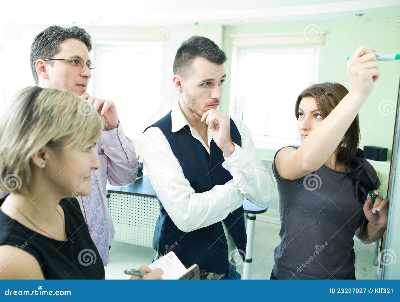 Business Team in Discussion Stock Image - Image of office, looking ...
