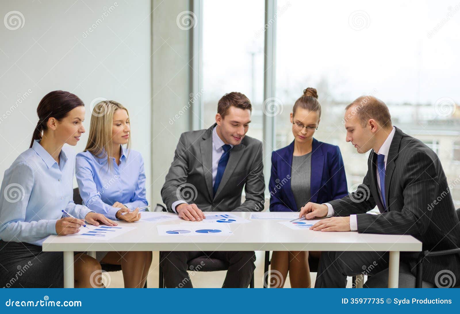 Business Team with Documents Having Discussion Stock Image - Image of ...