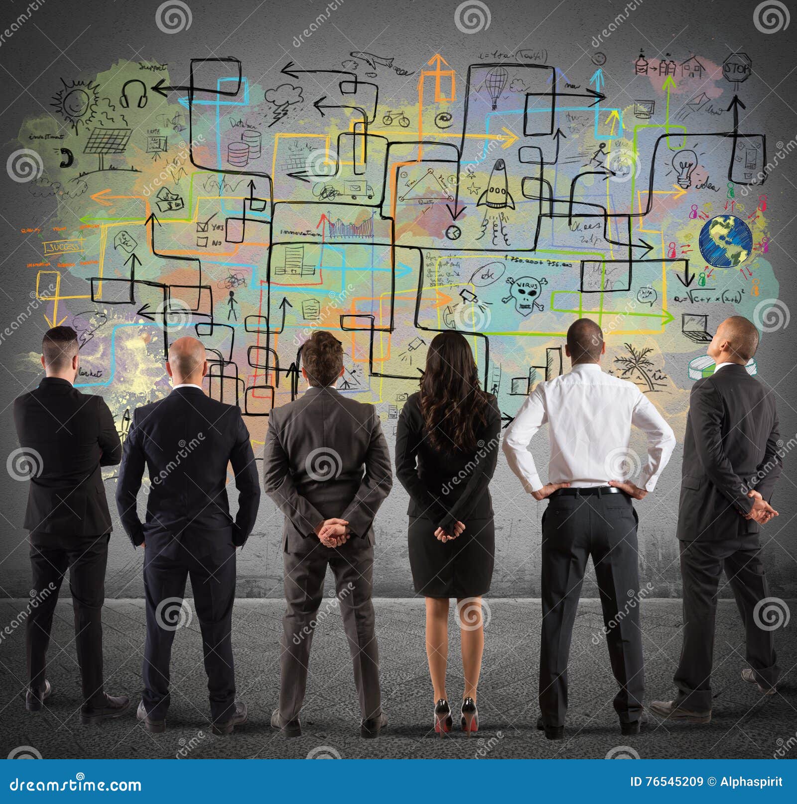 Business Team Drawing a New Complex Project Stock Image - Image of ...
