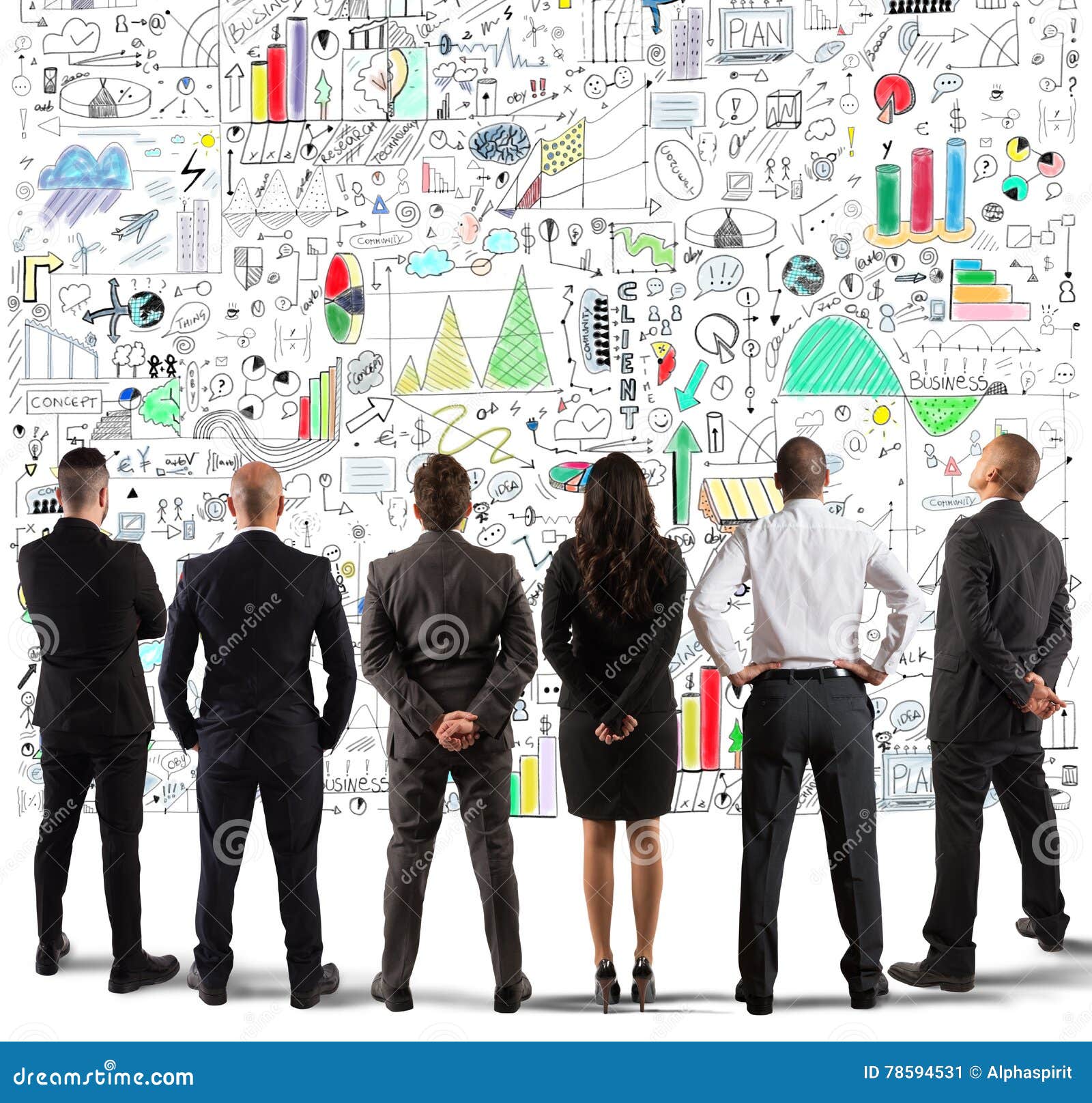 Business Team Drawing a New Complex Project Stock Image - Image of ...