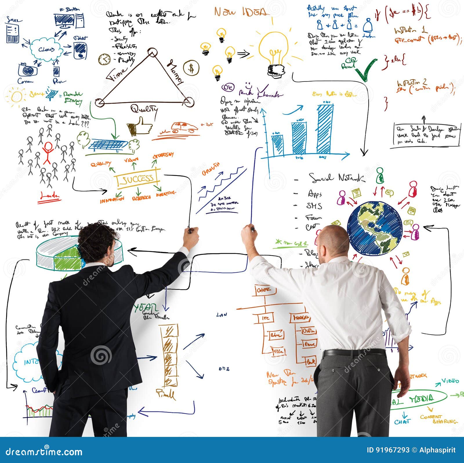 Business Team Drawing a New Complex Project Stock Image - Image of ...
