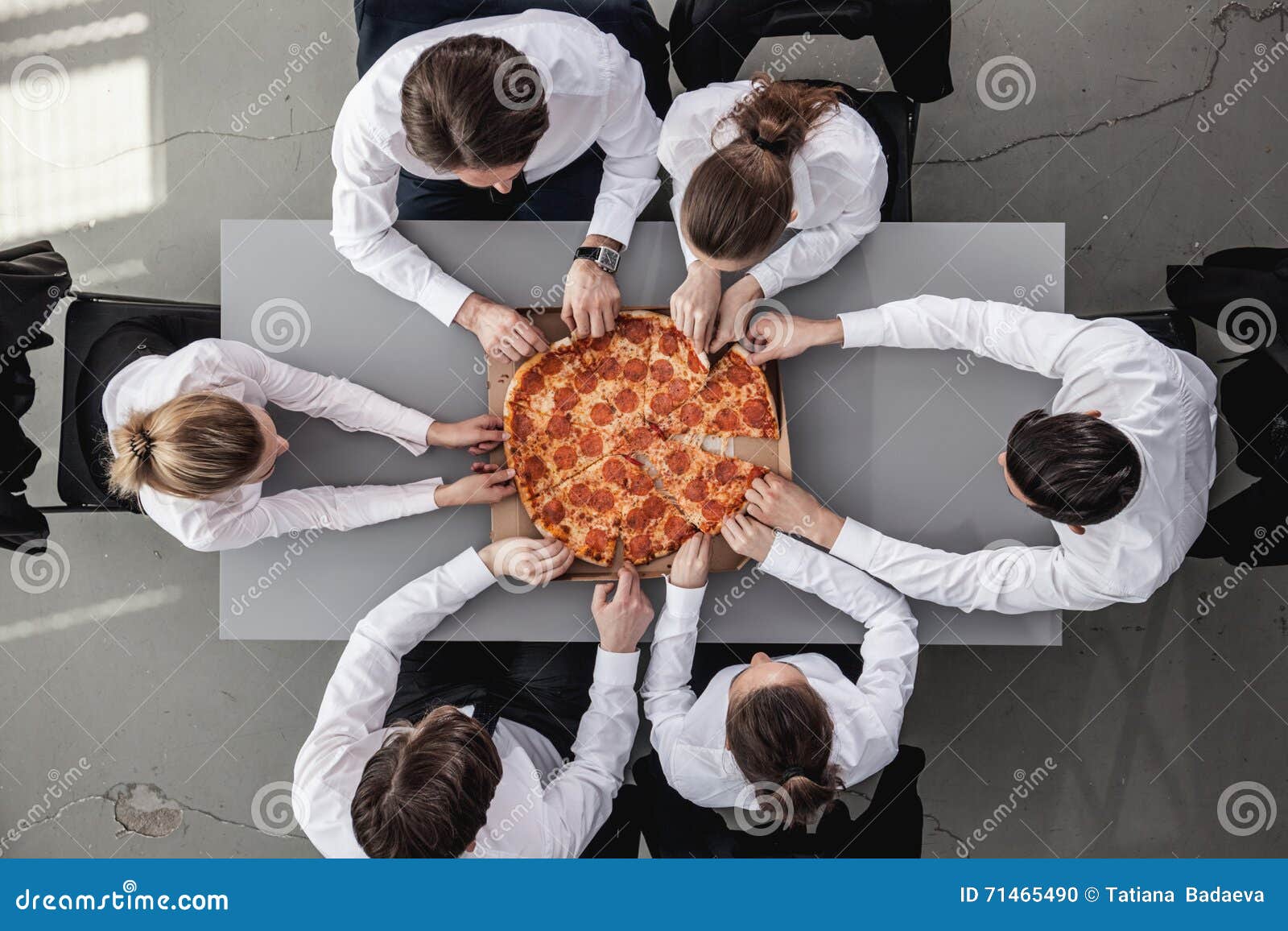 Business team eating pizza stock photo. Image of lunch - 71465490