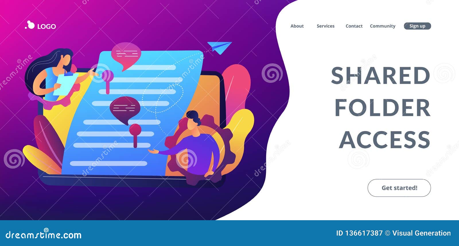 Shared Document Concept Landing Page. Stock Vector - Illustration of ...