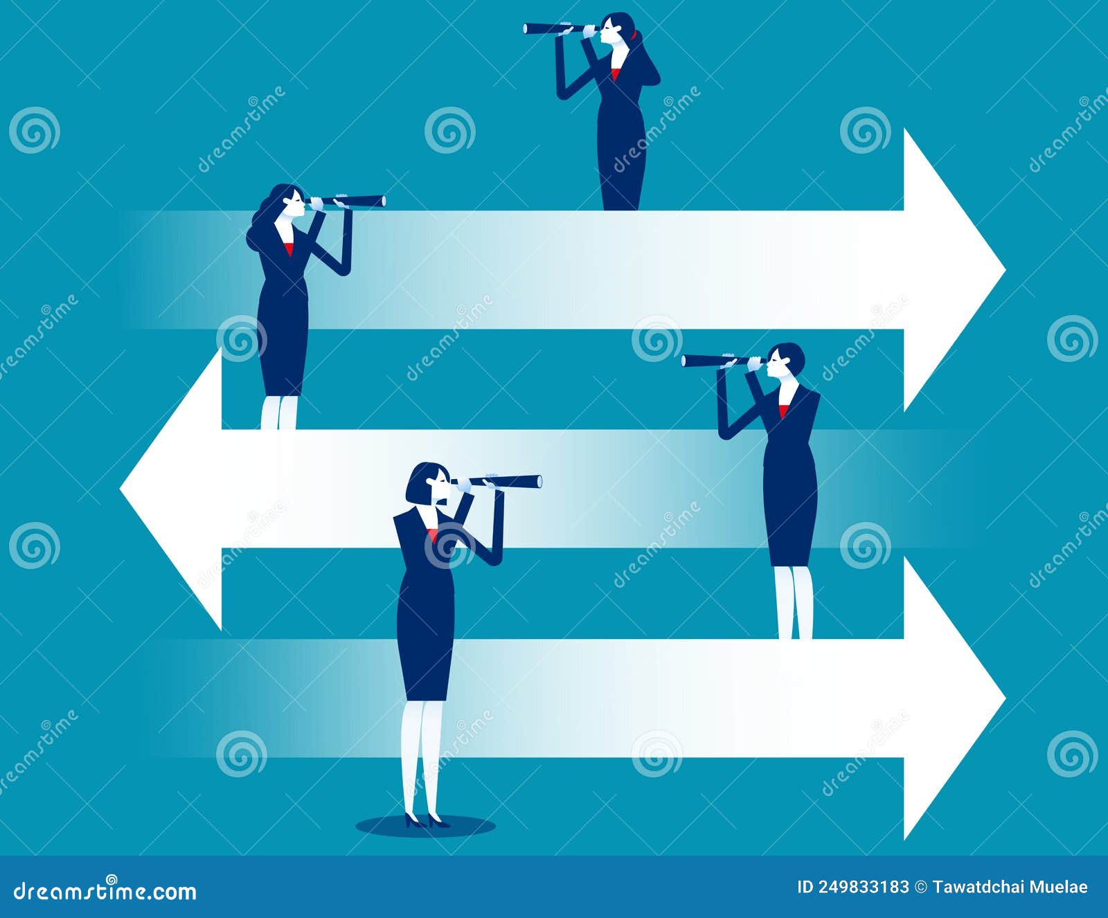 Business Team Explore Different Directions. Different Ideas And Plans ...