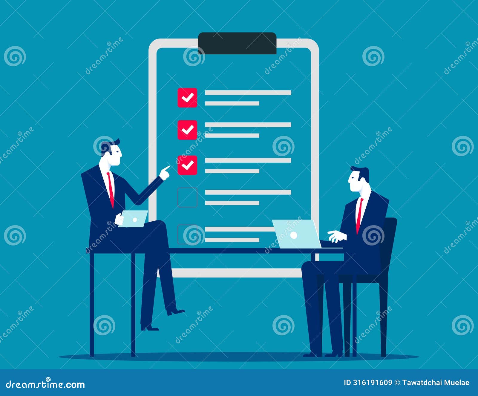 Business Team Fill Out Checklist. Todo List Vector Concept Stock Vector ...
