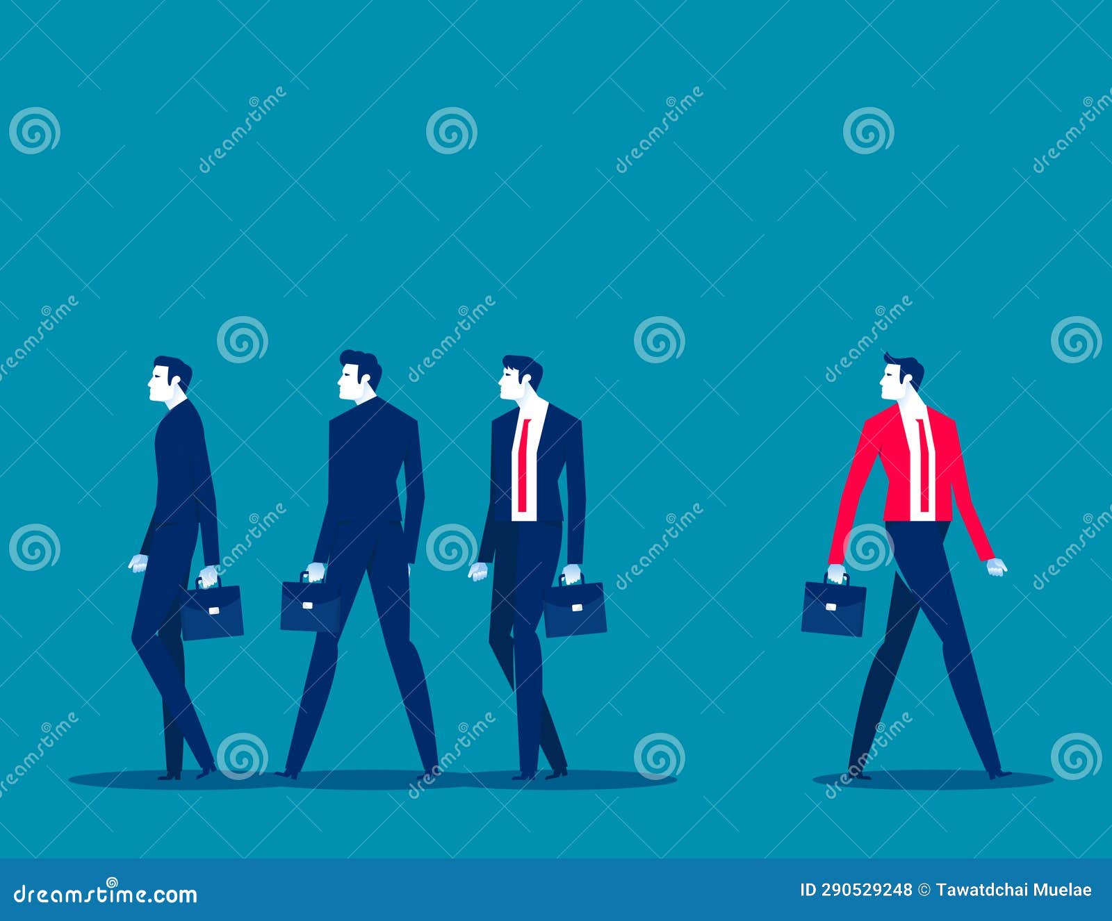 The Business Team Finds the Opposite Direction of the Partner Walking ...