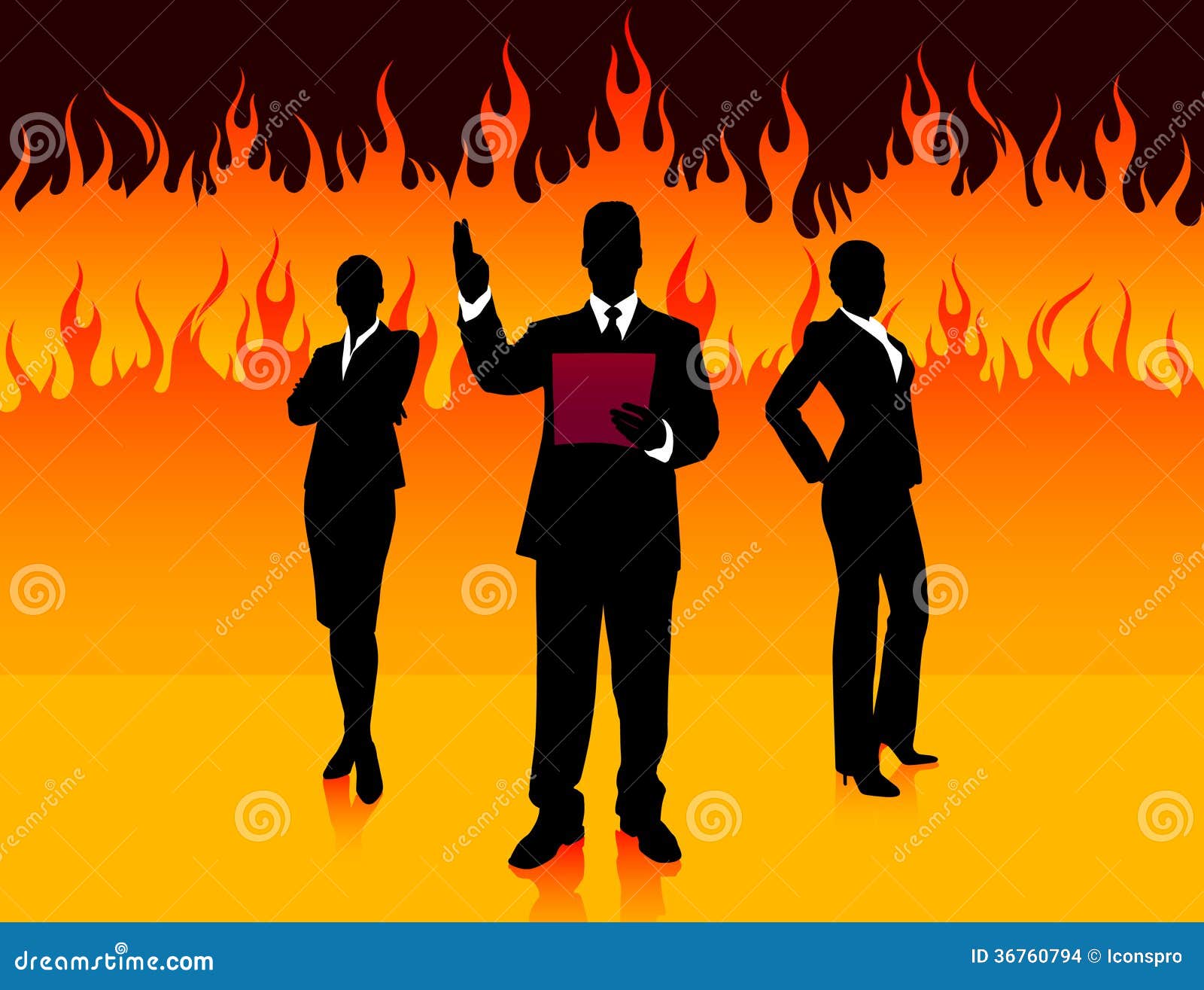 Business Team on Fire Background Stock Illustration - Illustration of ...