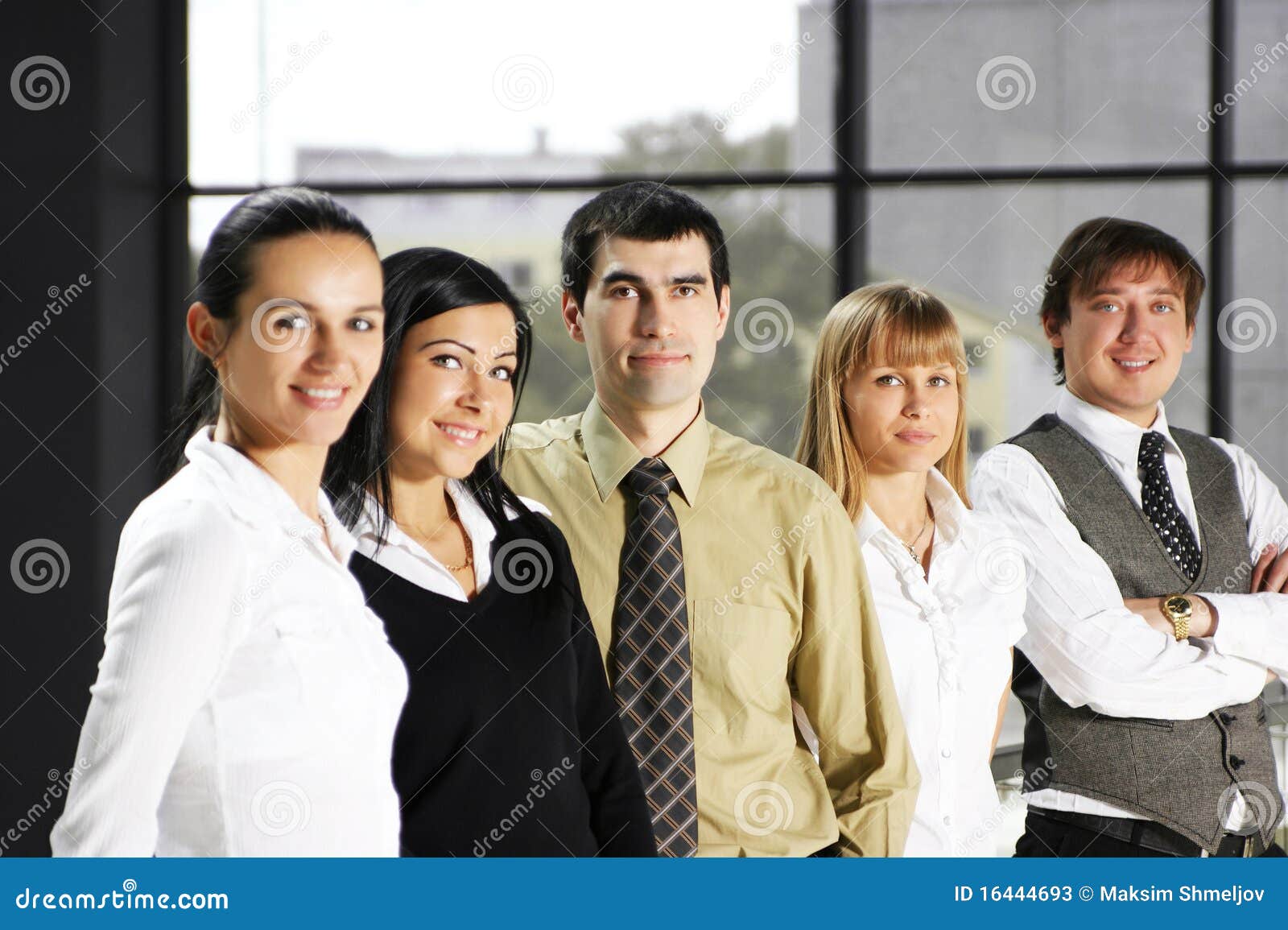 A Business Team of Five Persons in a Modern Office Stock Image - Image ...
