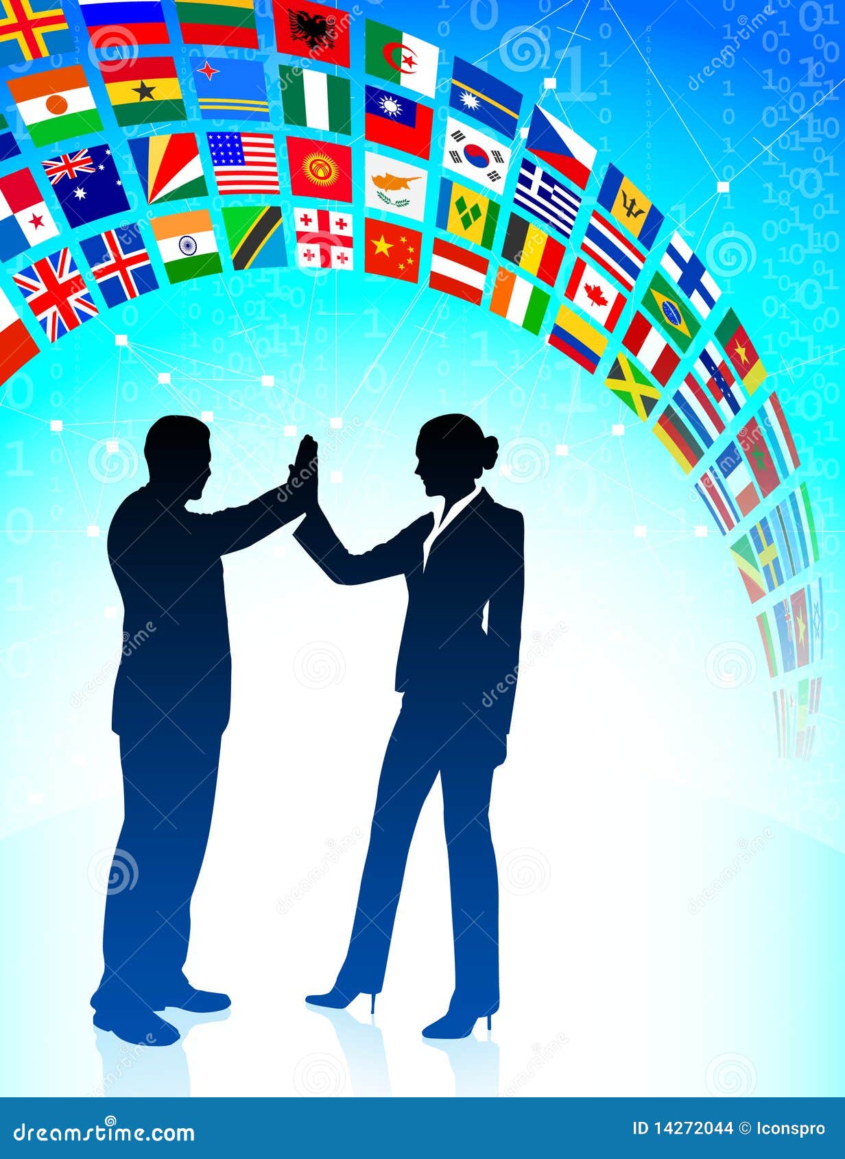 Business Team with Flags Banner Stock Illustration - Illustration of ...
