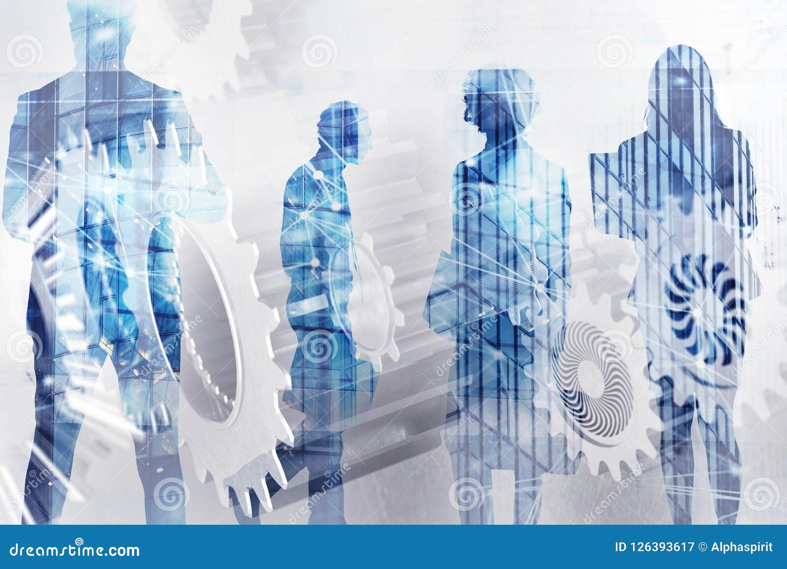 Business Team with Gears System. Teamwork, Partnership and Integration ...