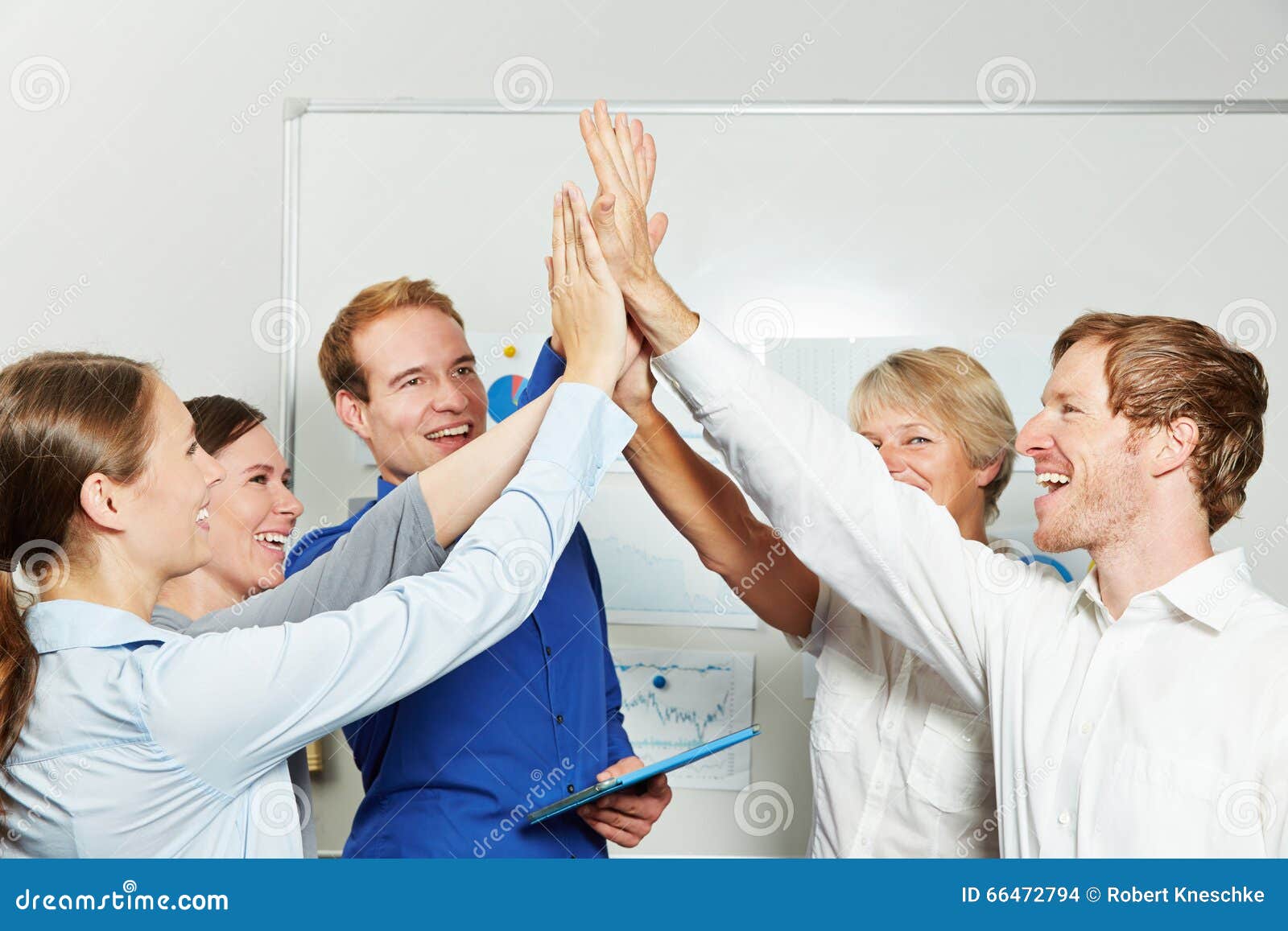 Business Team Giving High Five in the Office Stock Photo - Image of ...