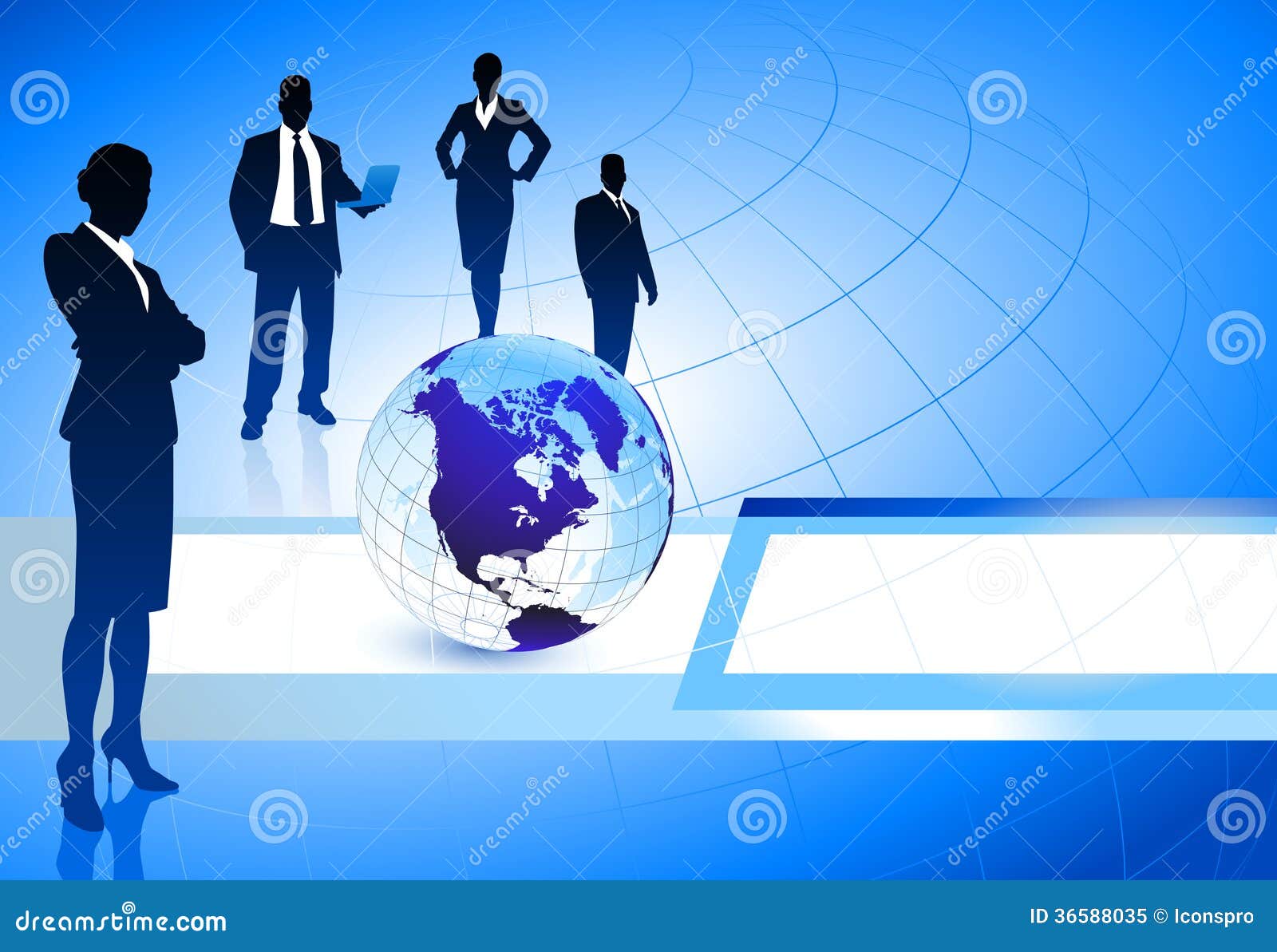 Business Team with Globe on Abstract Background Stock Illustration ...