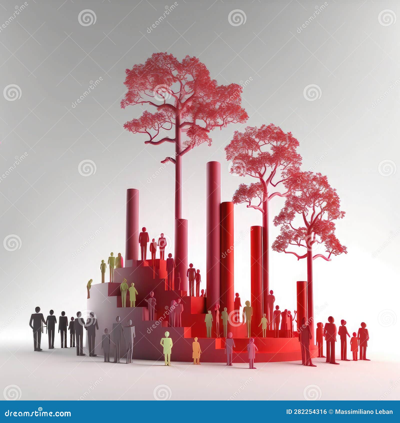 Business Team Graph with Trees Stock Illustration - Illustration of ...