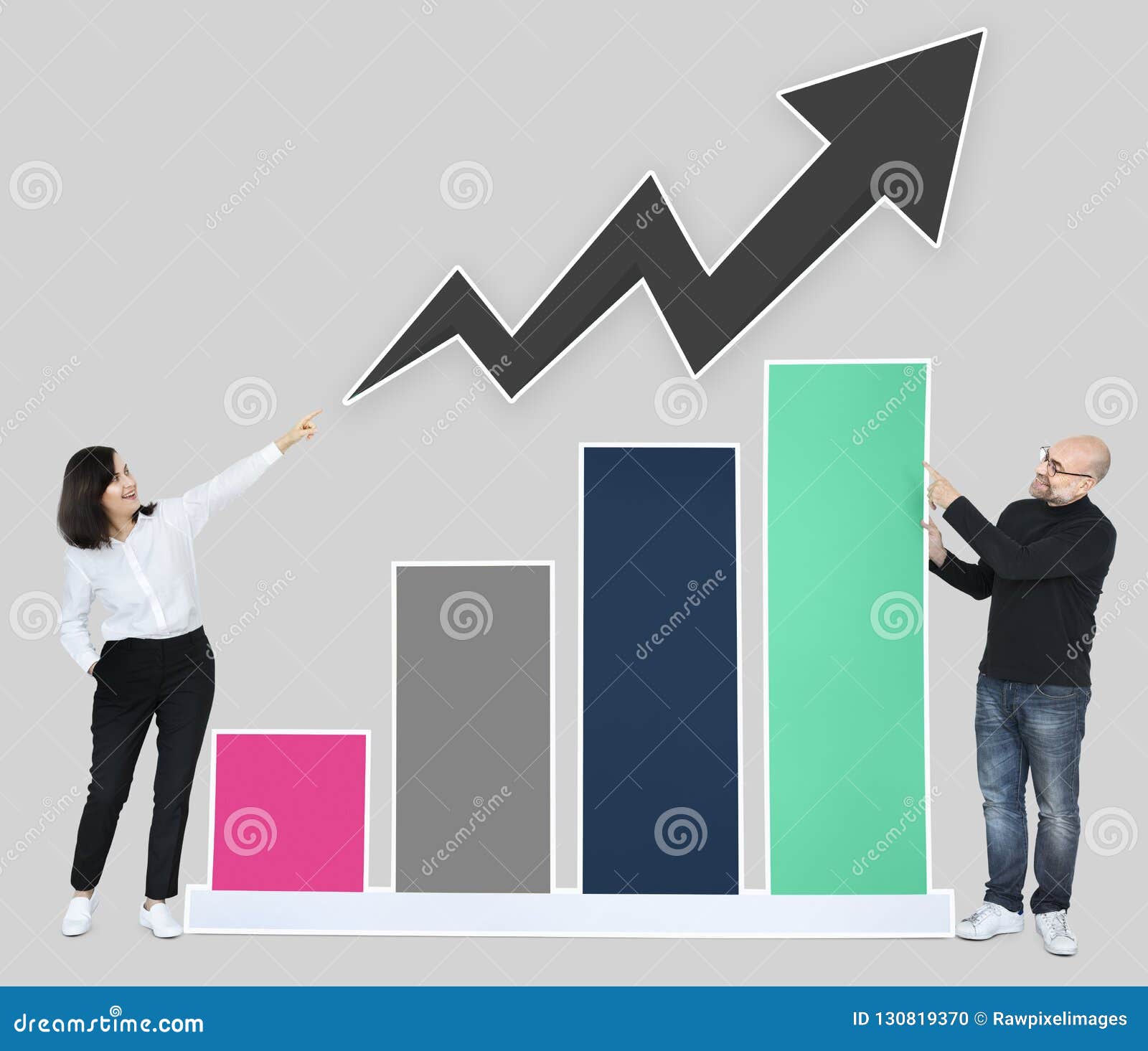 Business Team with a Growing Graph Stock Illustration - Illustration of ...