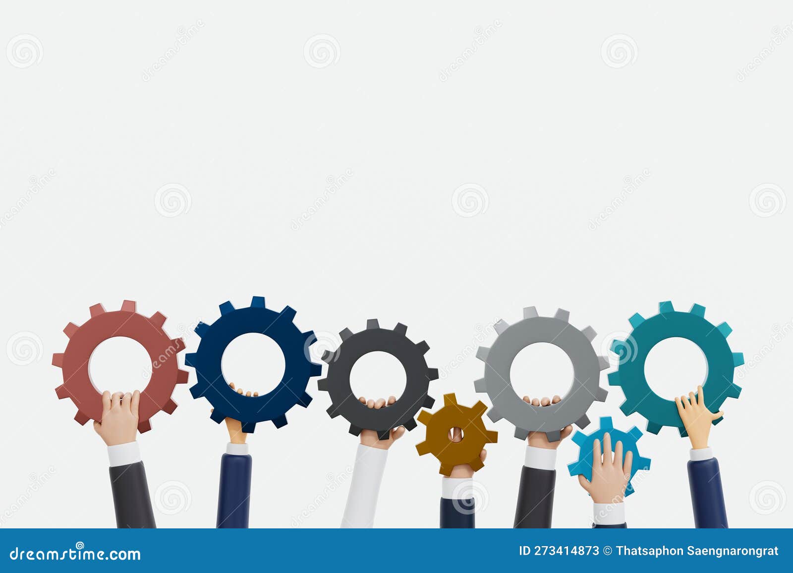 Business Team Hands Connect and Joining a Piece of Gear, Partnership ...