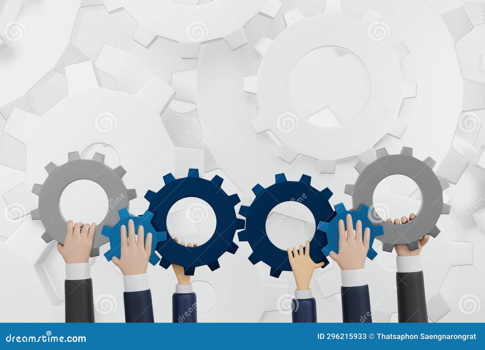 Business Team Hands Connect and Joining a Piece of Gear, Partnership ...