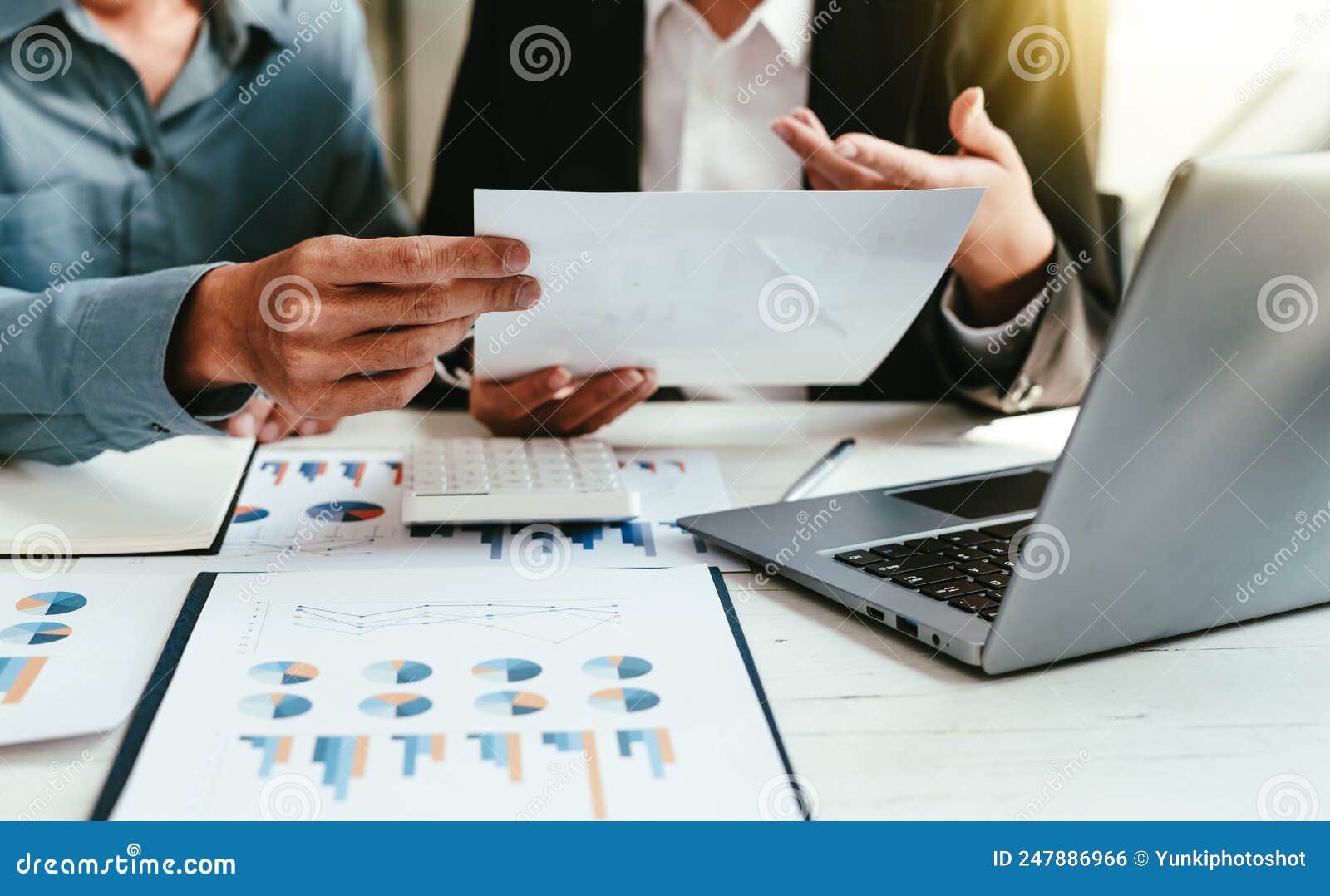 Business Team Hands Working with Document at Working with Plan on ...