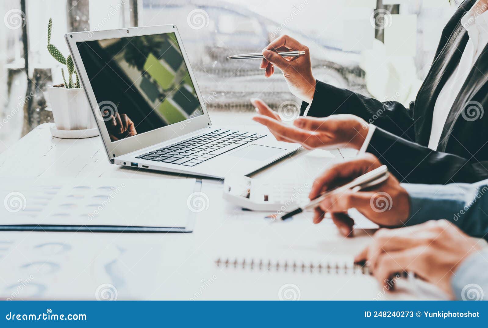 Business Team Hands Working with Document at Working with Plan on ...