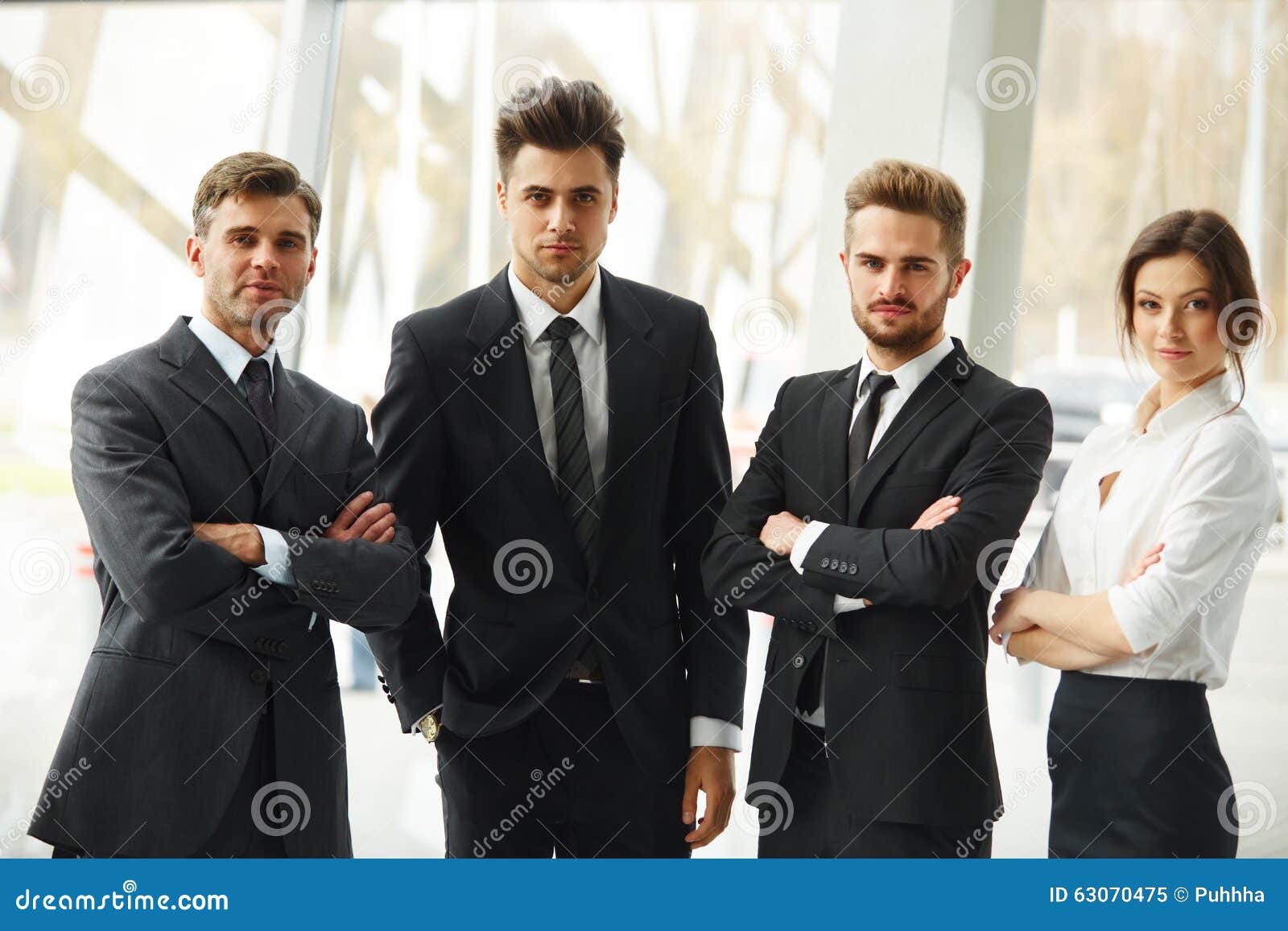 Business Team. Happy Smiling People Standing in a Row at Office Stock ...