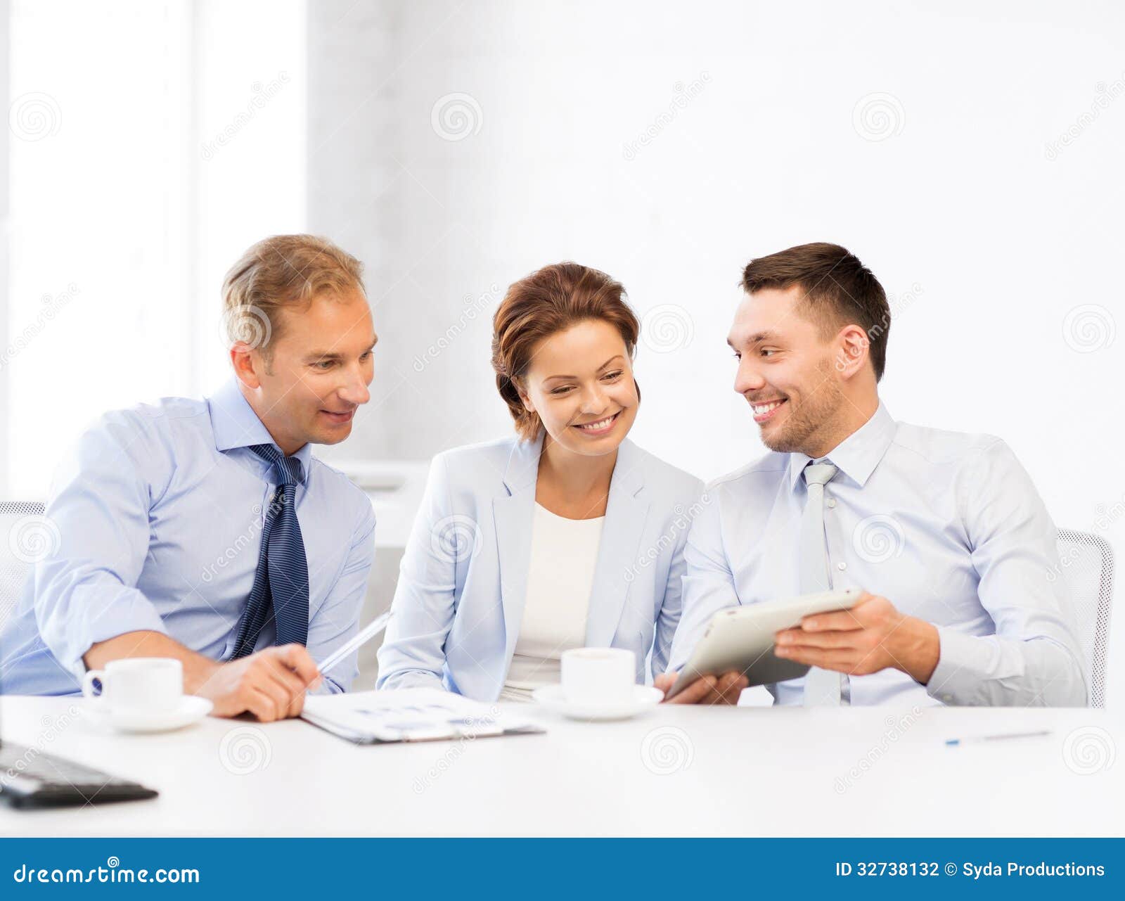 Business Team Having Fun with Tablet Pc in Office Stock Photo - Image ...