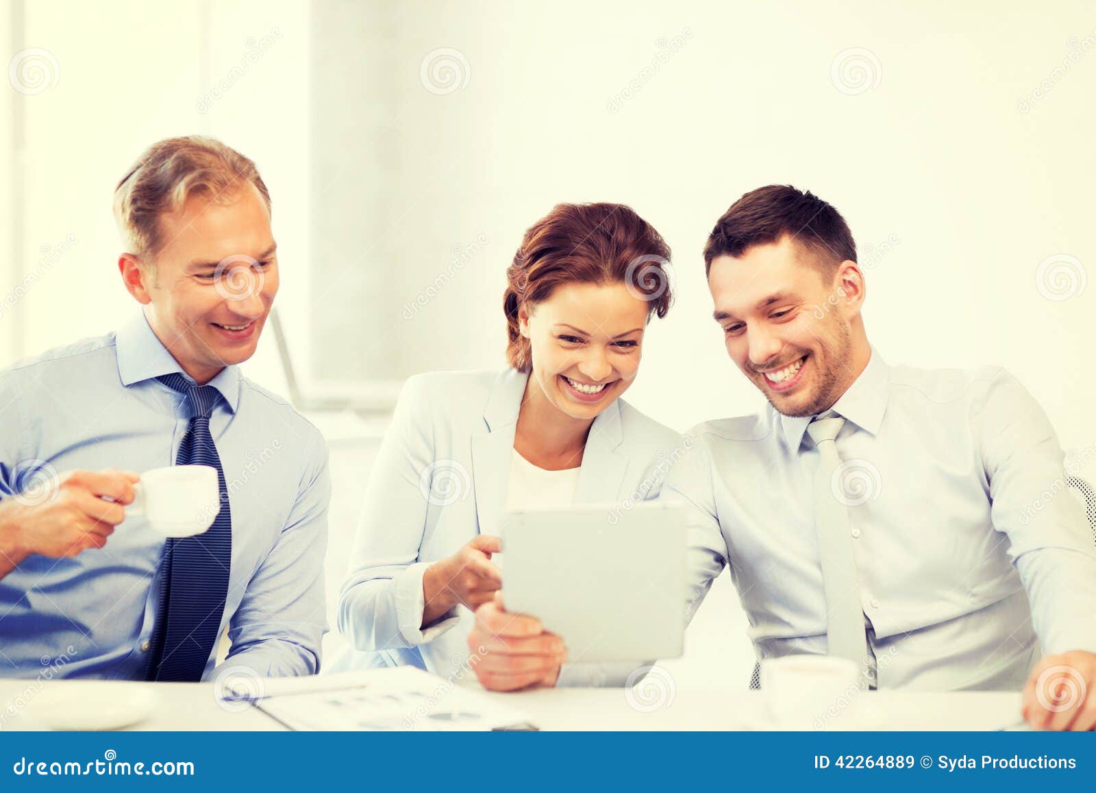 Business Team Having Fun with Tablet Pc in Office Stock Image - Image ...