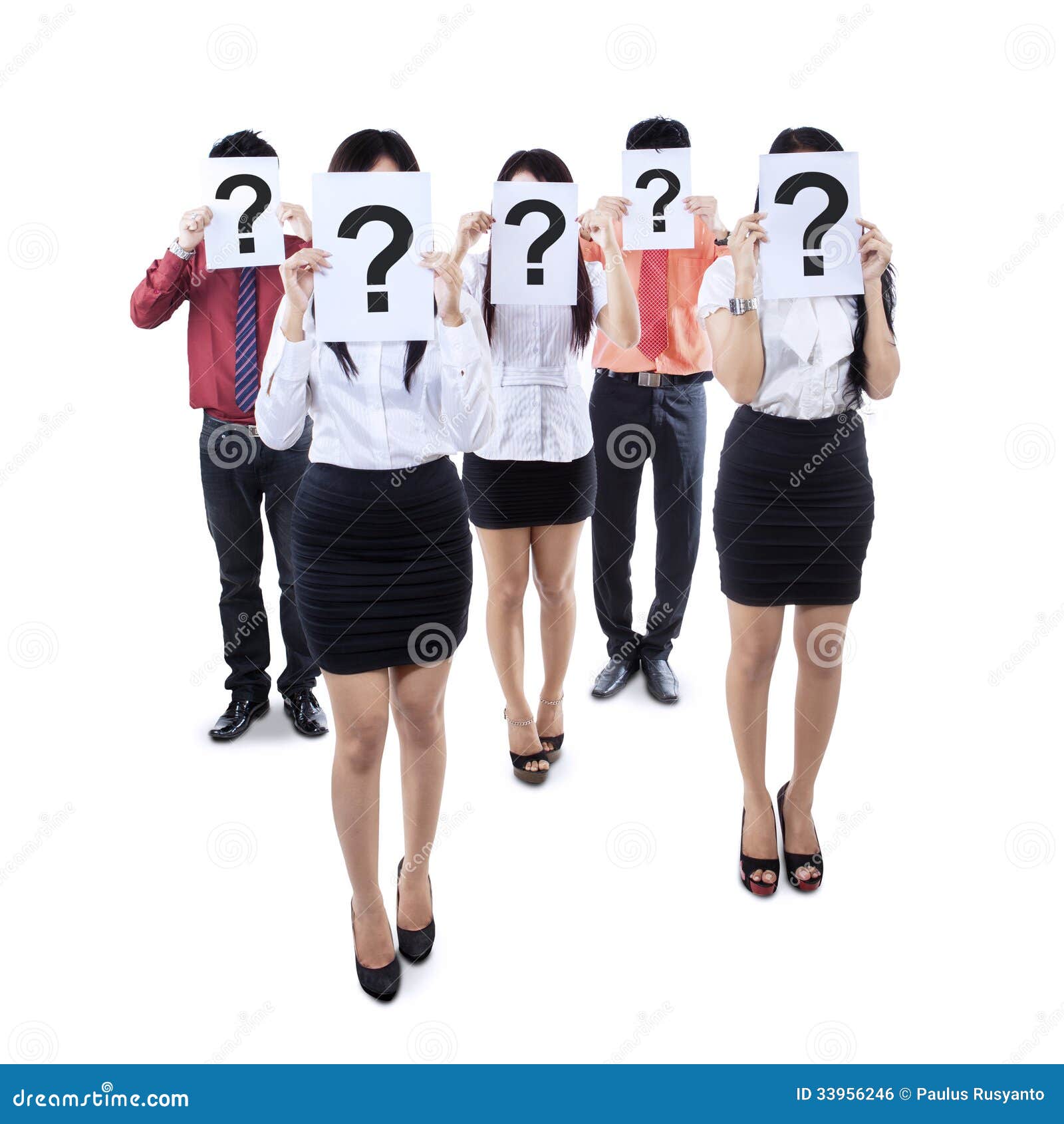 Business Team Hiding Behind Question Mark Symbol Stock Photo - Image of ...