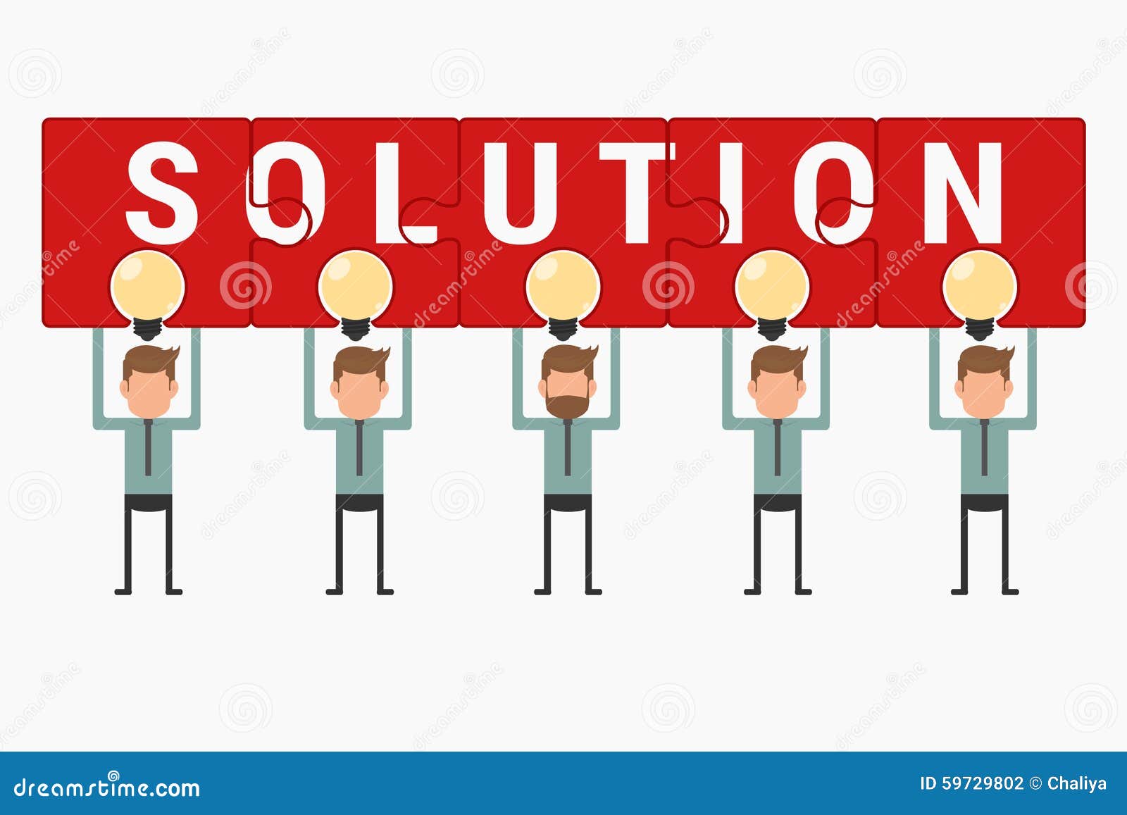 Business Team Hold and Showing Puzzle Solution Above Light Bulb Idea ...