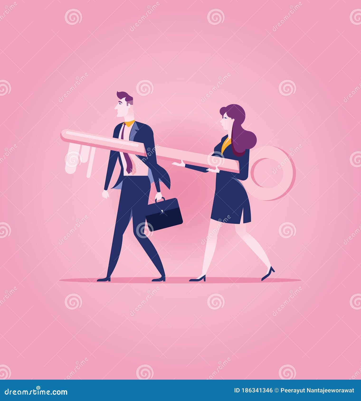 Business Team Holding Key. Business Concept Illustration Stock Vector ...