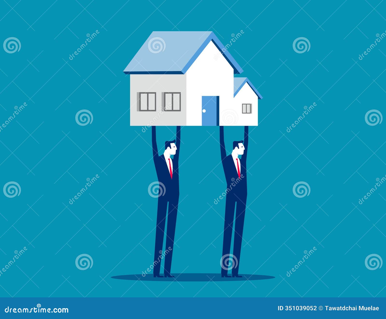 Business Team with Housing Development. Business Real Estate Vector ...