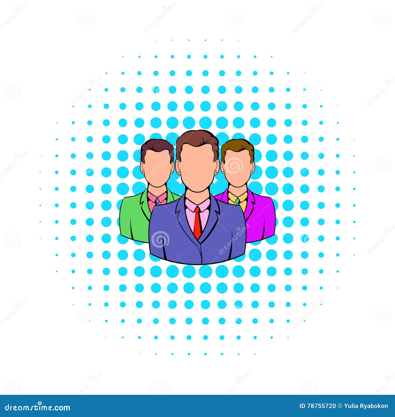 Business Team Icon, Comics Style Stock Vector - Illustration of male ...