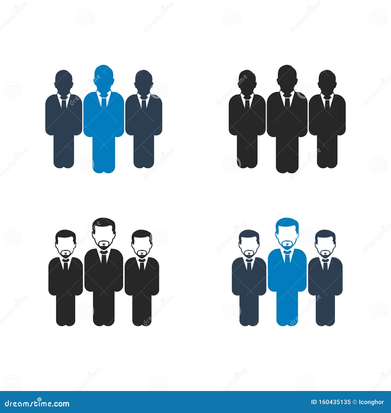 Business Team Icon set. stock vector. Illustration of people - 160435135