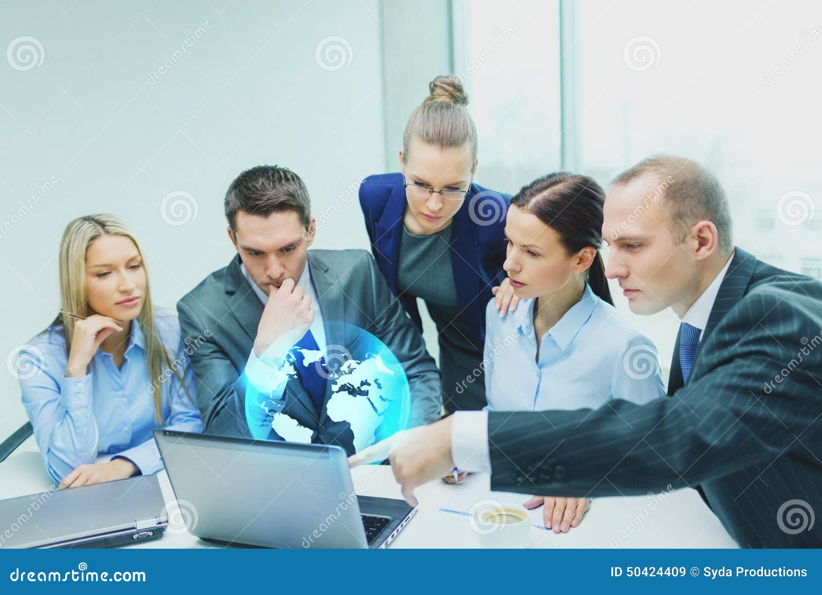 Business Team with Laptop Having Discussion Stock Image - Image of ...