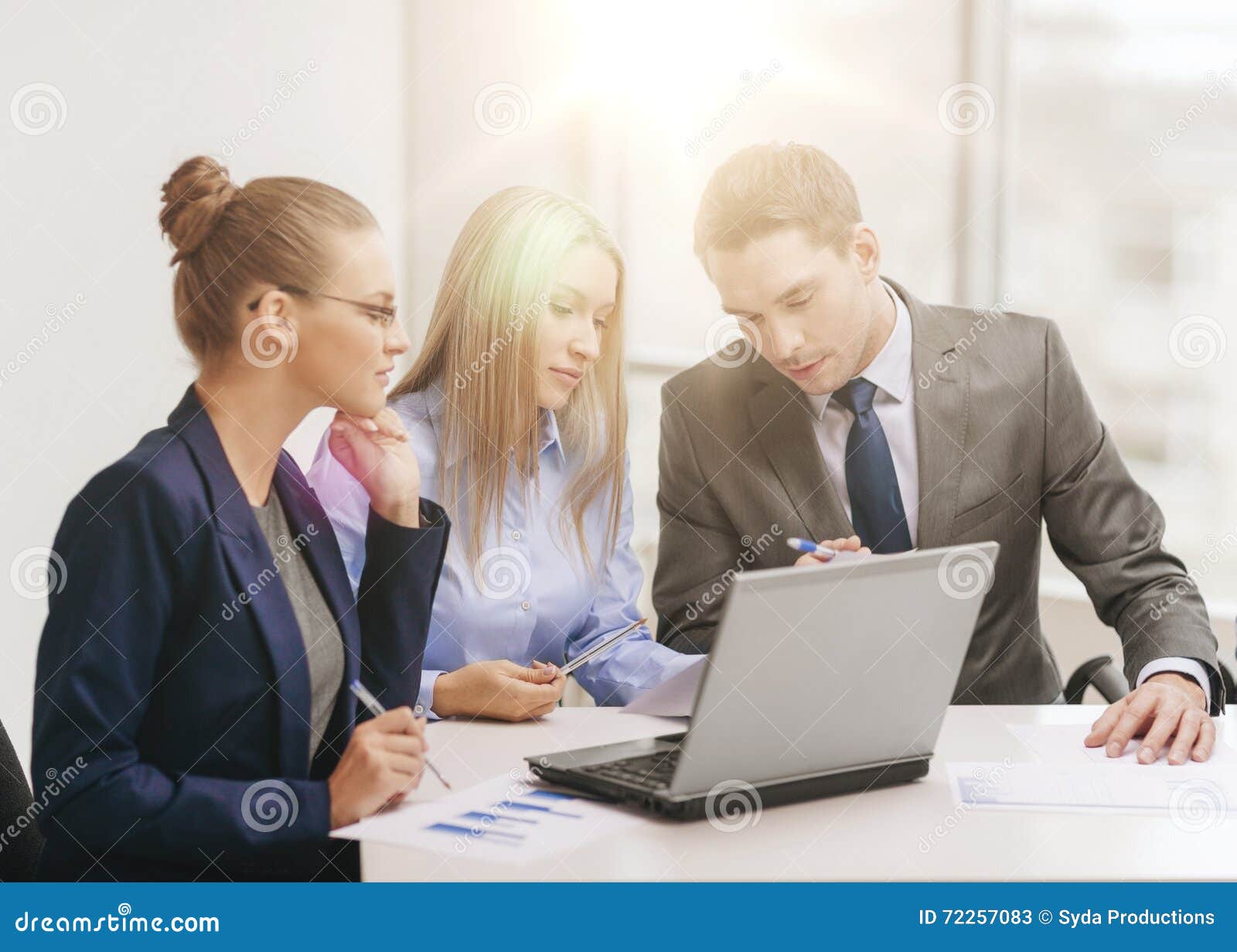 Business Team with Laptop Having Discussion Stock Image - Image of ...