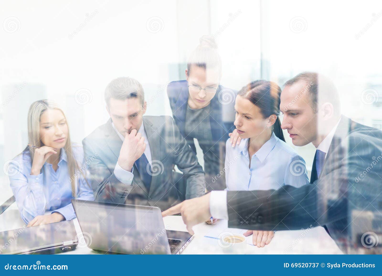 Business Team with Laptop Having Discussion Stock Image - Image of ...