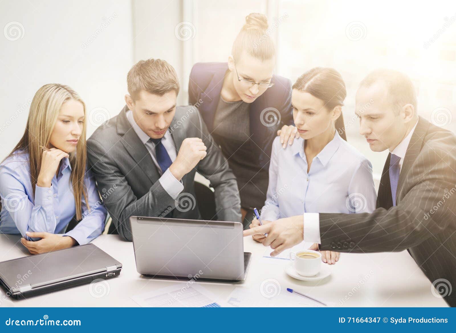 Business Team with Laptop Having Discussion Stock Image - Image of ...