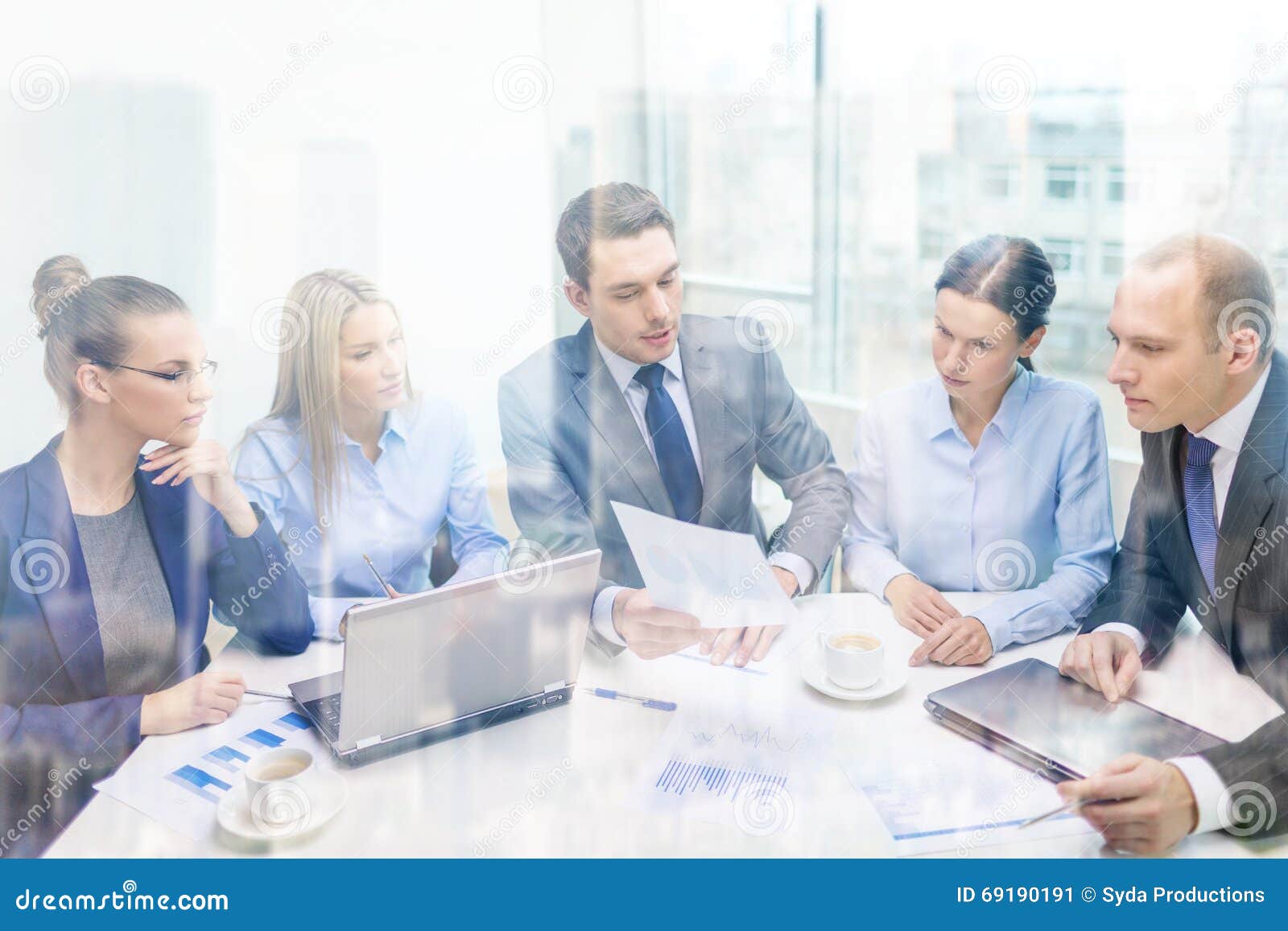 Business Team with Laptop Having Discussion Stock Image - Image of ...