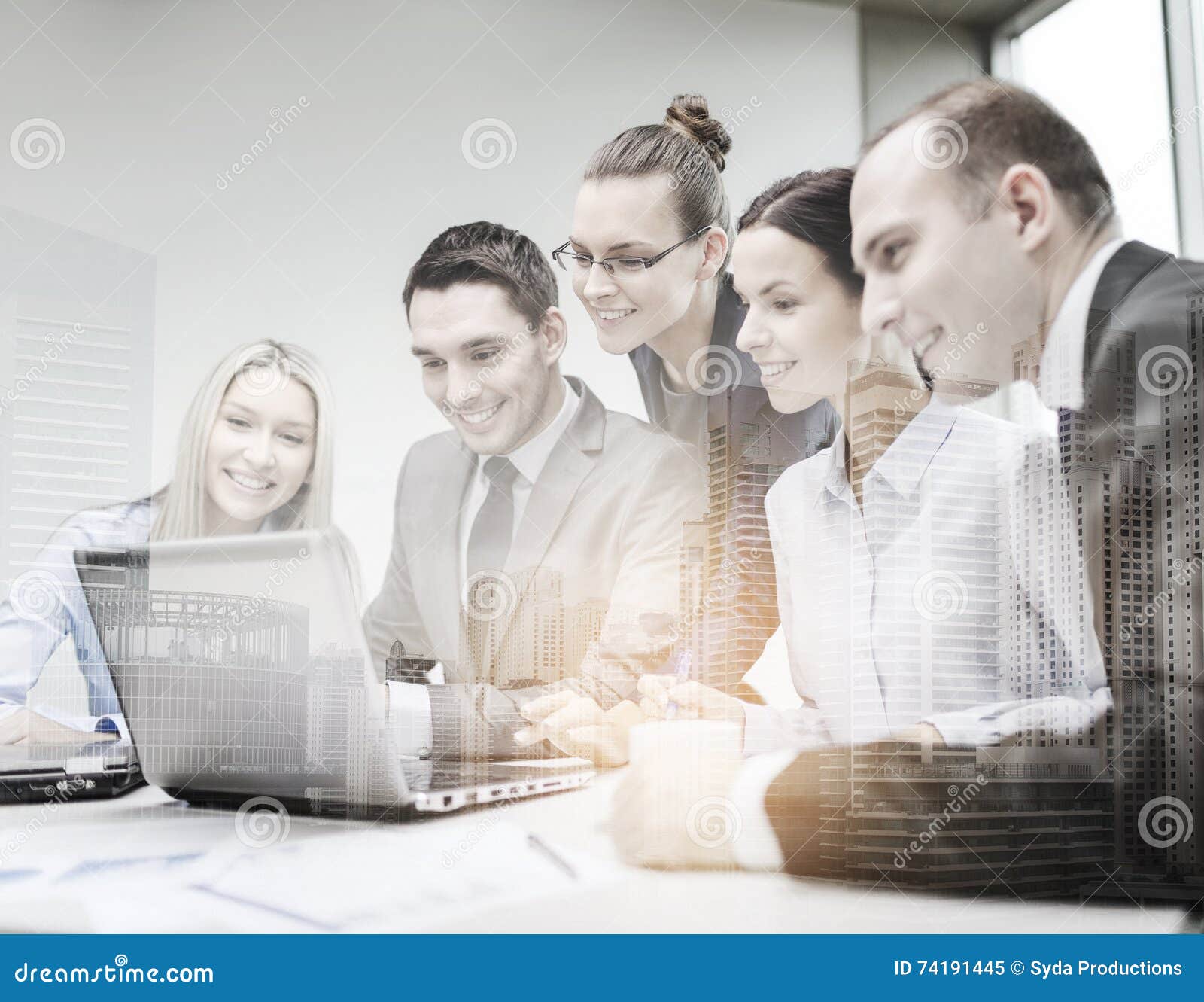 Business Team with Laptop Having Discussion Stock Image - Image of ...